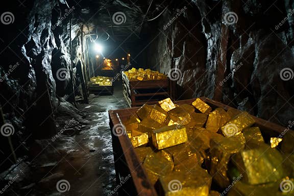 Large Samples of Uranium Ore Inside a Deep Mine Stock Photo - Image of ...