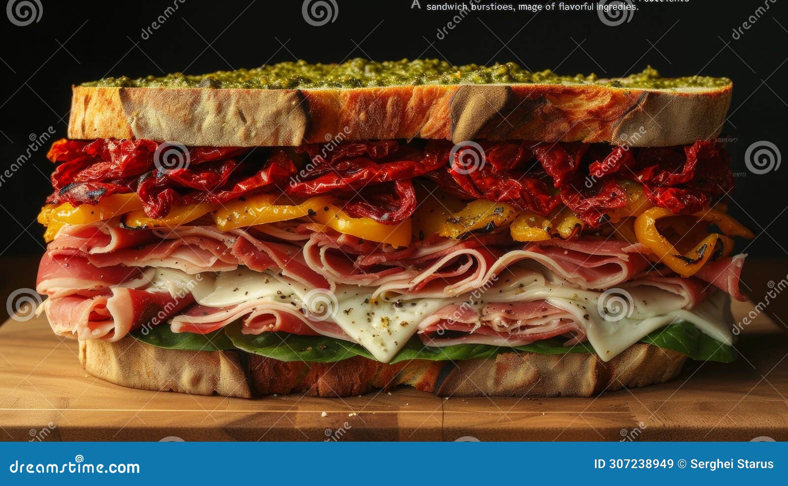 A Large Sandwich with Many Different Types of Meat and Vegetables, AI ...