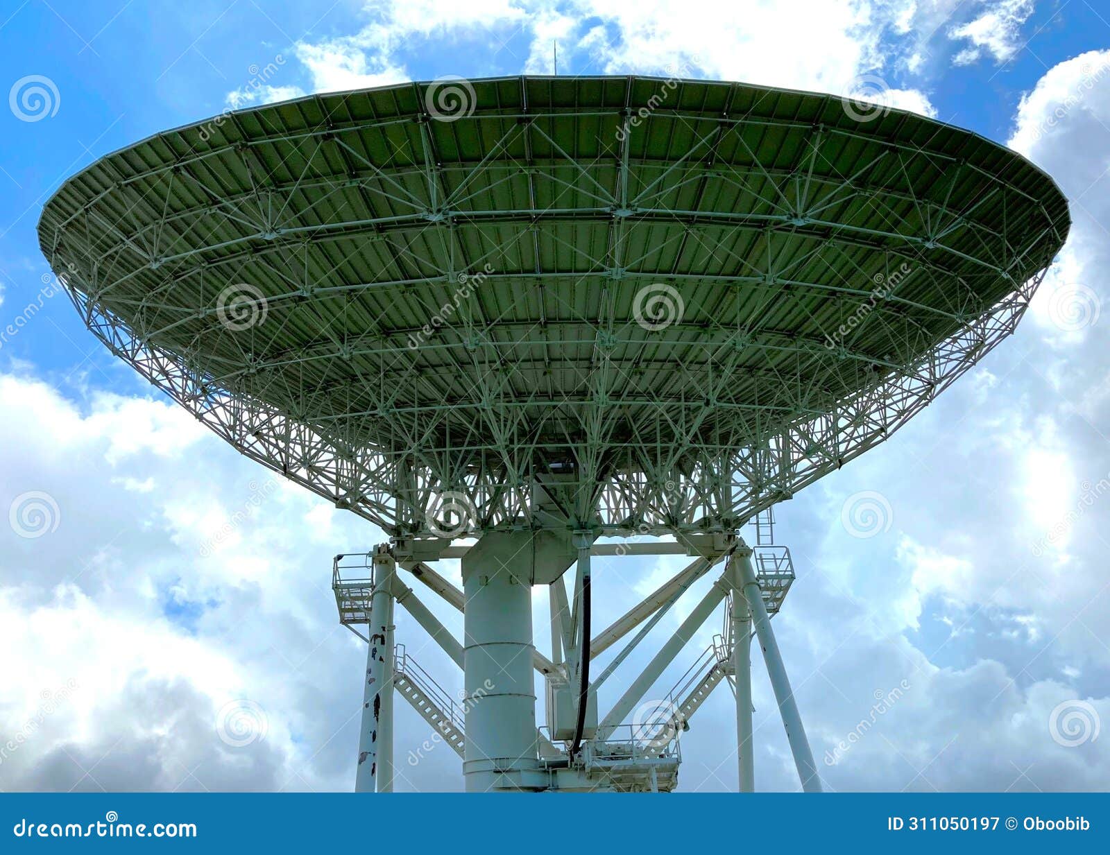 Large Satellite Dish with Cloudy Sky for Telecommunications and ...