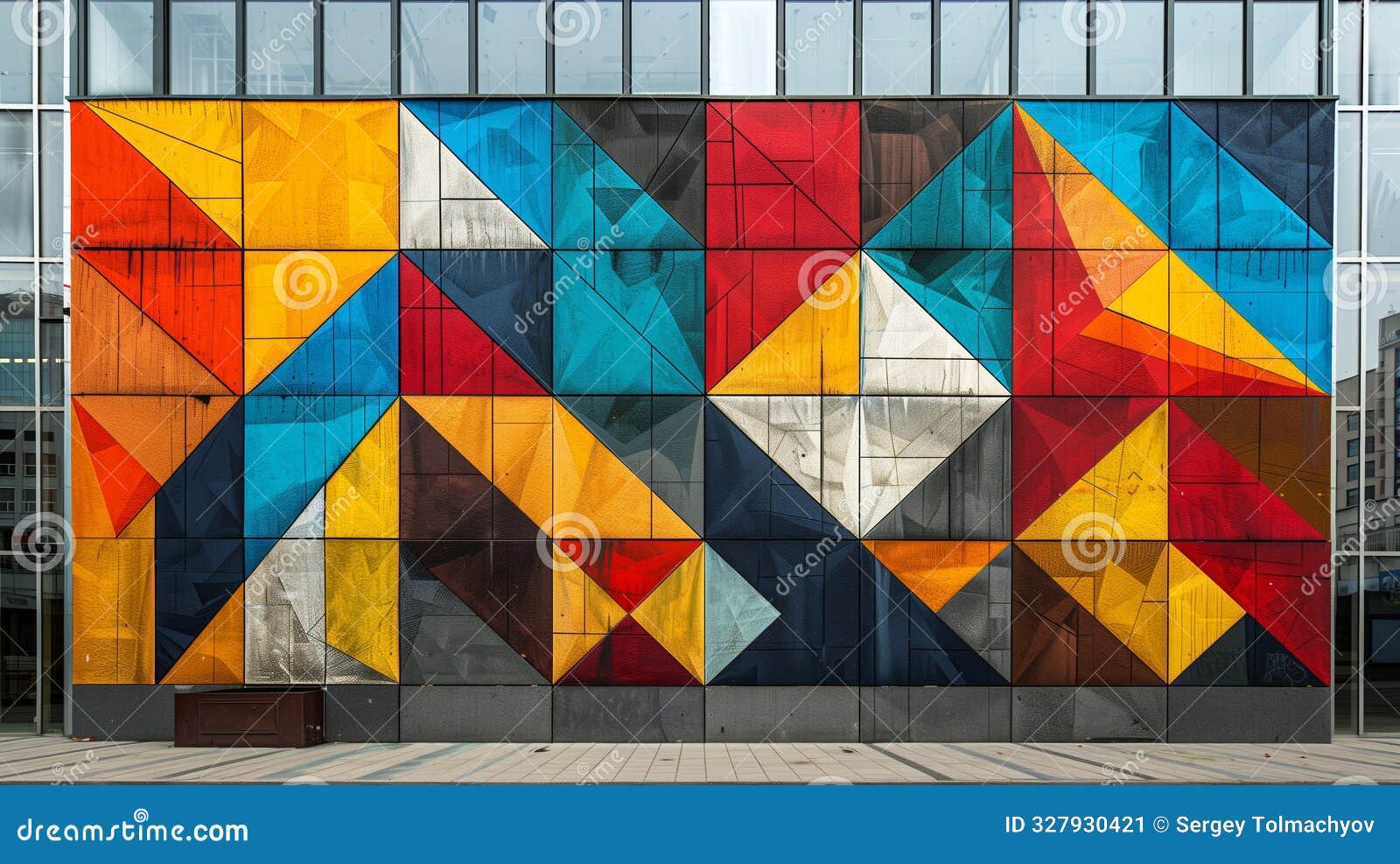 Modern Geometric Mural on Building Exterior in Daylight Stock Image ...