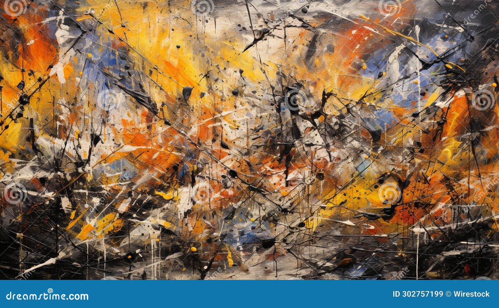 Large-scale Abstract Painting in Bright Hues Stock Illustration ...