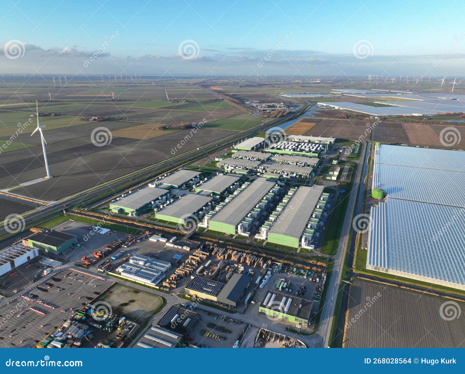 Large Scale Computing Infrastructure, Datacenter Aerial Drone Overhead ...
