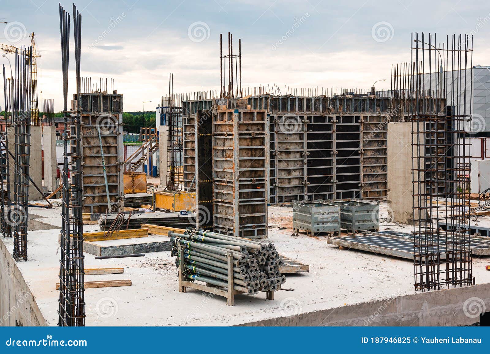 Large Scale Construction Site Featuring the Foundation of What Will Be ...