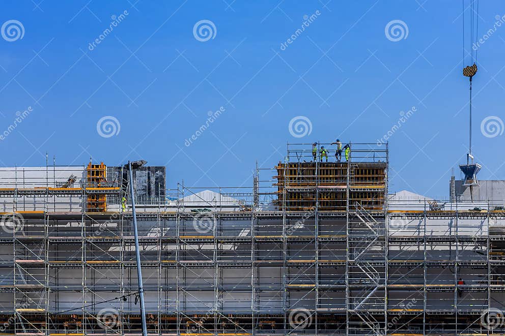 Large Scale Construction Site with Scaffolding Stock Image - Image of ...