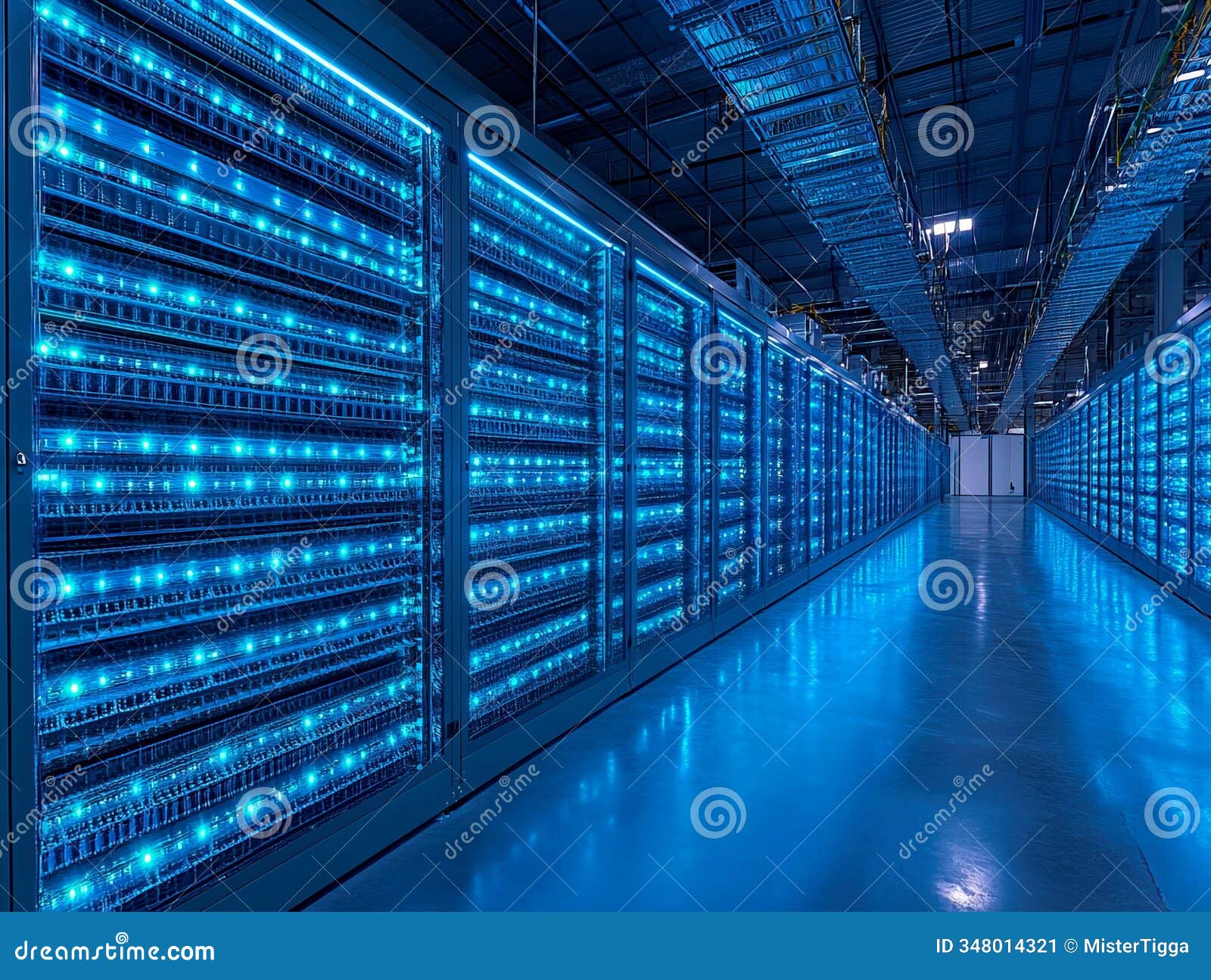 A Large-scale Data Center with Numerous Server Racks, Horizontally ...