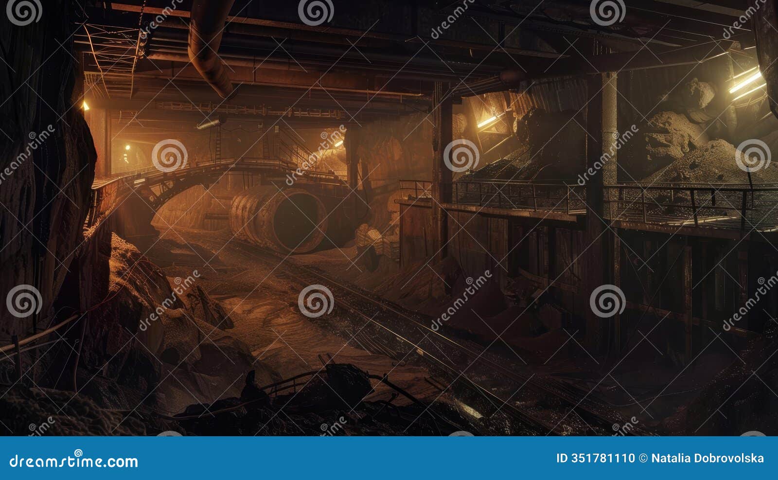 Large-scale Mining Concept with Excavation Machinery and Workers at an ...