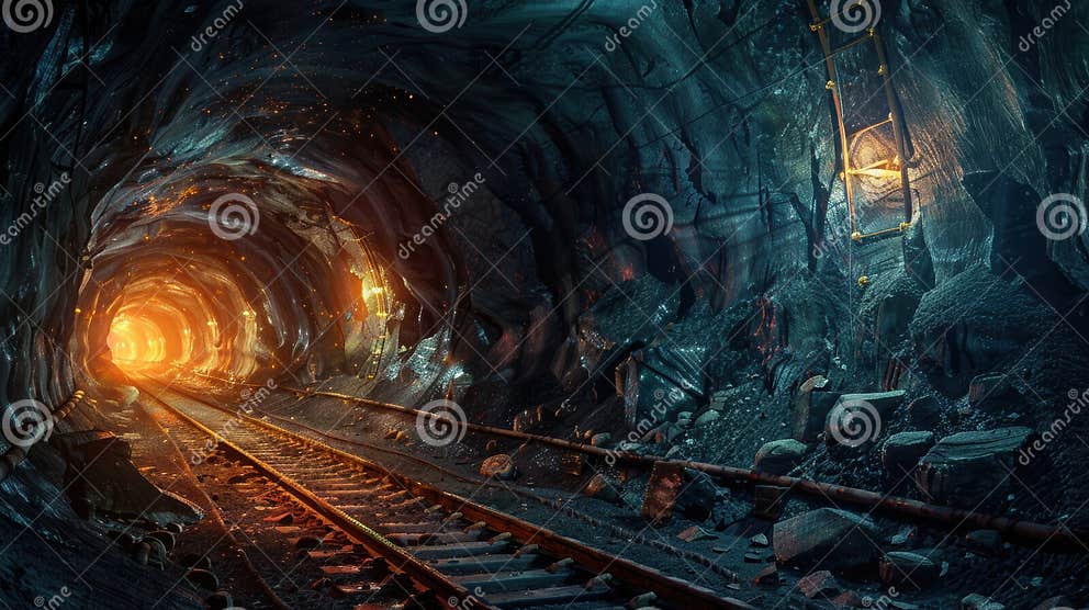 Large-scale Mining Concept with Excavation Machinery and Workers at an ...