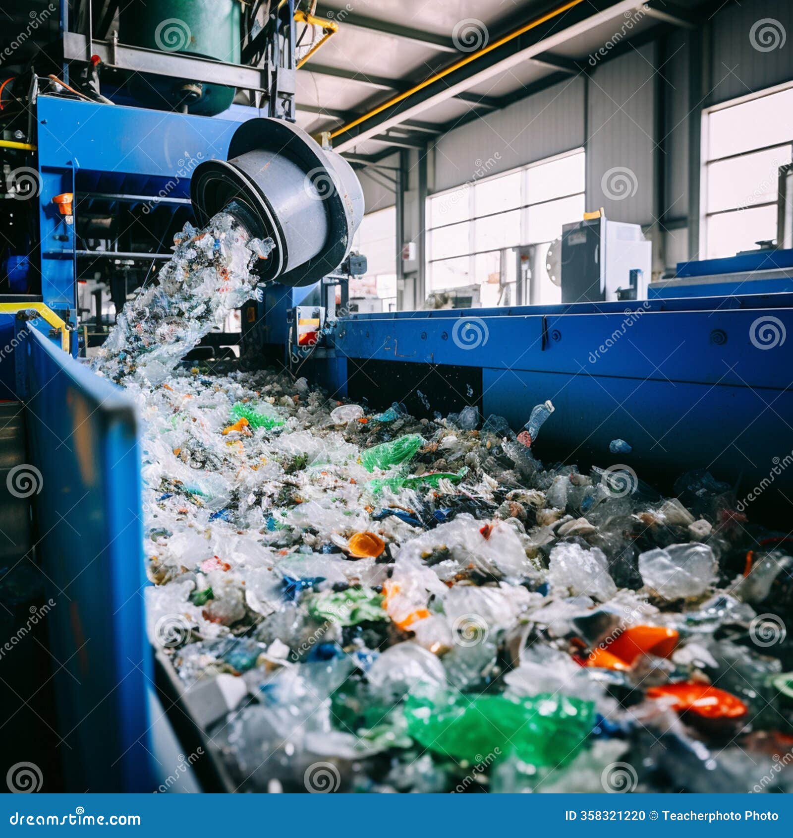 Large-Scale Plastic Processing Machinery in a Waste Management Facility ...