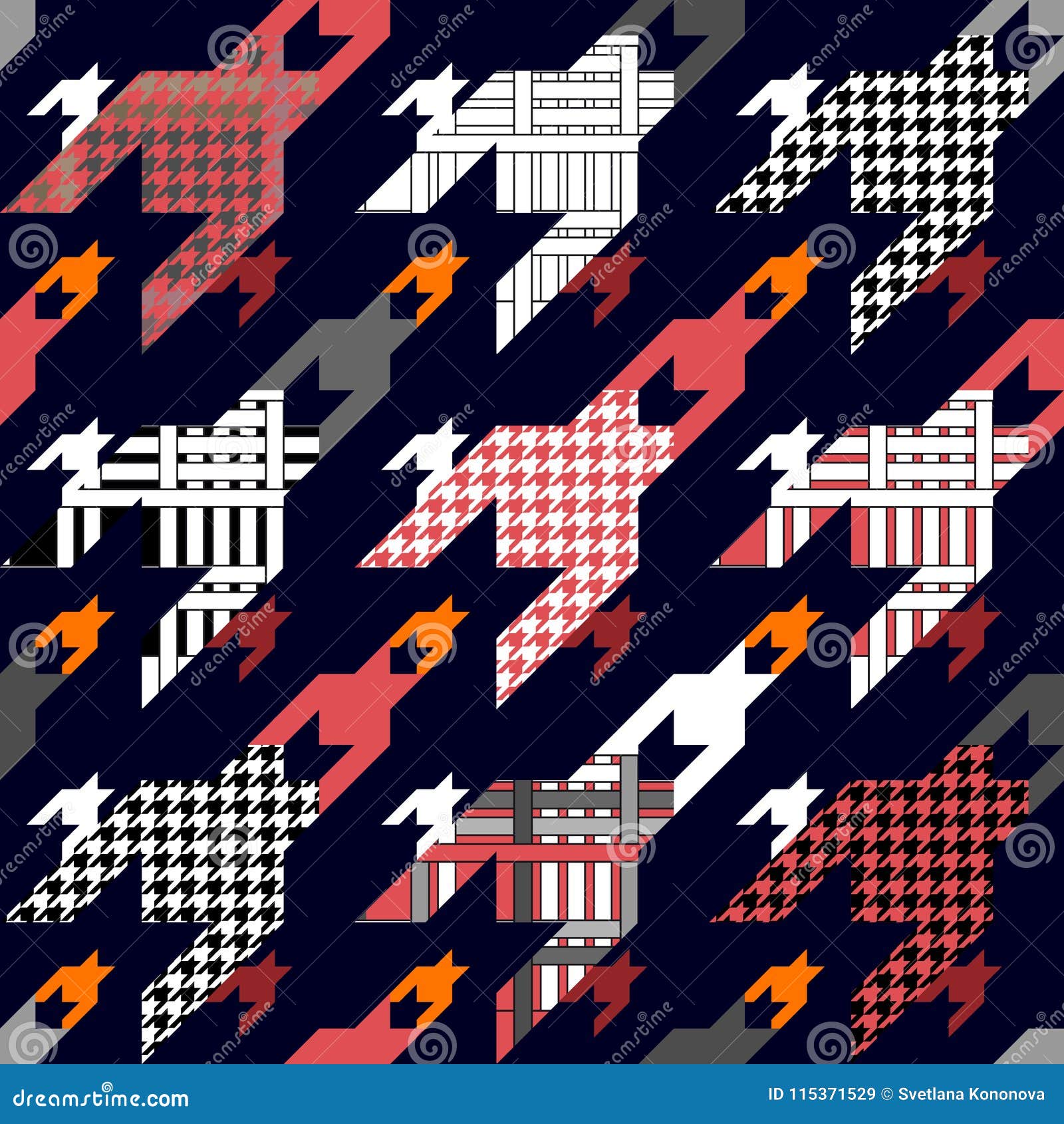 Geometric Hounds Tooth Print. Stock Vector - Illustration of irregular ...