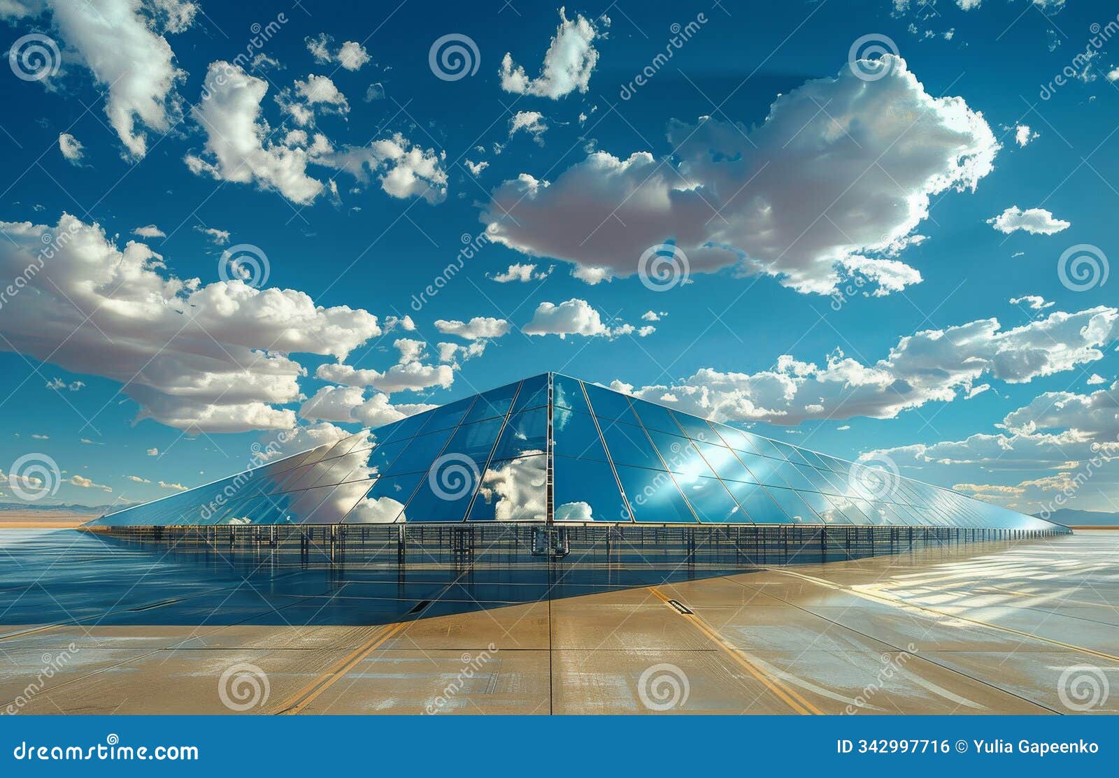 A Large Scale Solar Power Array Reflecting Blue Skies in a Desert ...