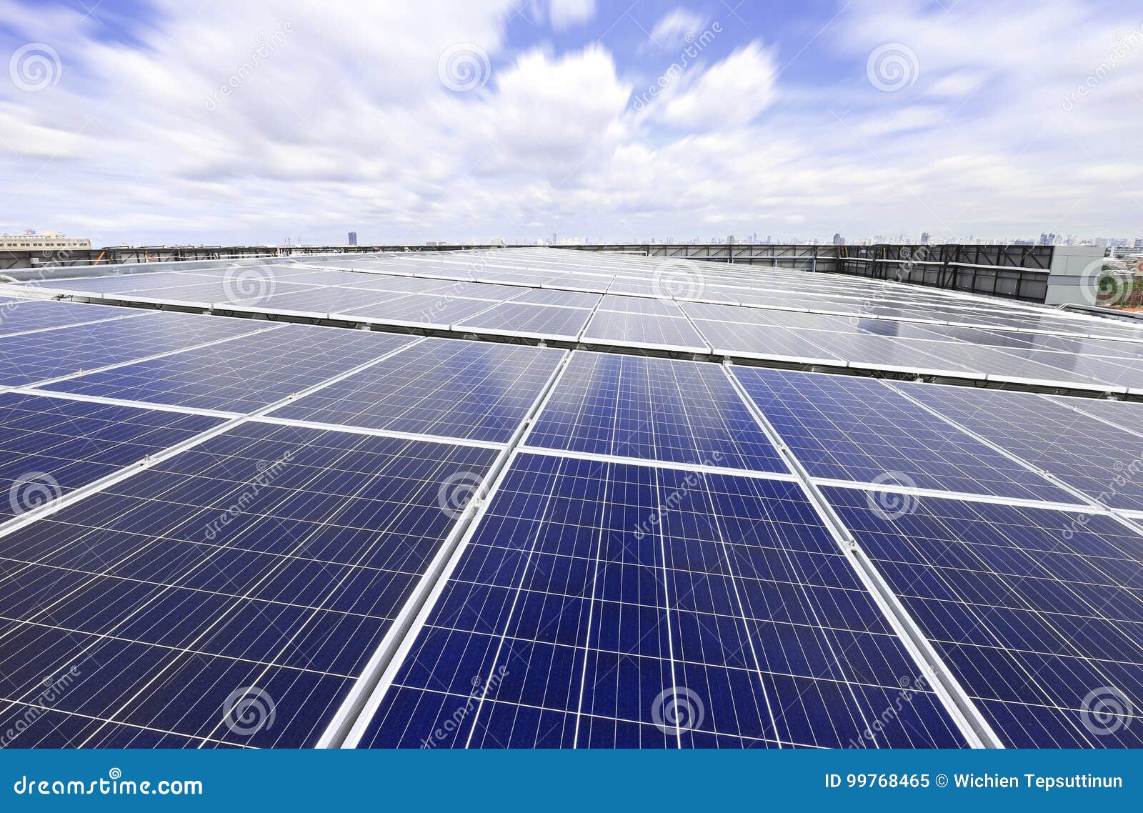 Solar PV Rooftop System with Moving Cloud Stock Image - Image of energy ...