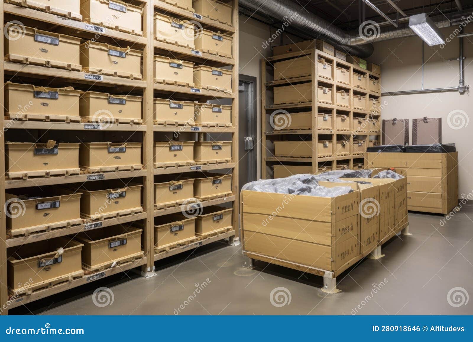Large-scale Storage System with Crates, Boxes, and Bins Stock ...