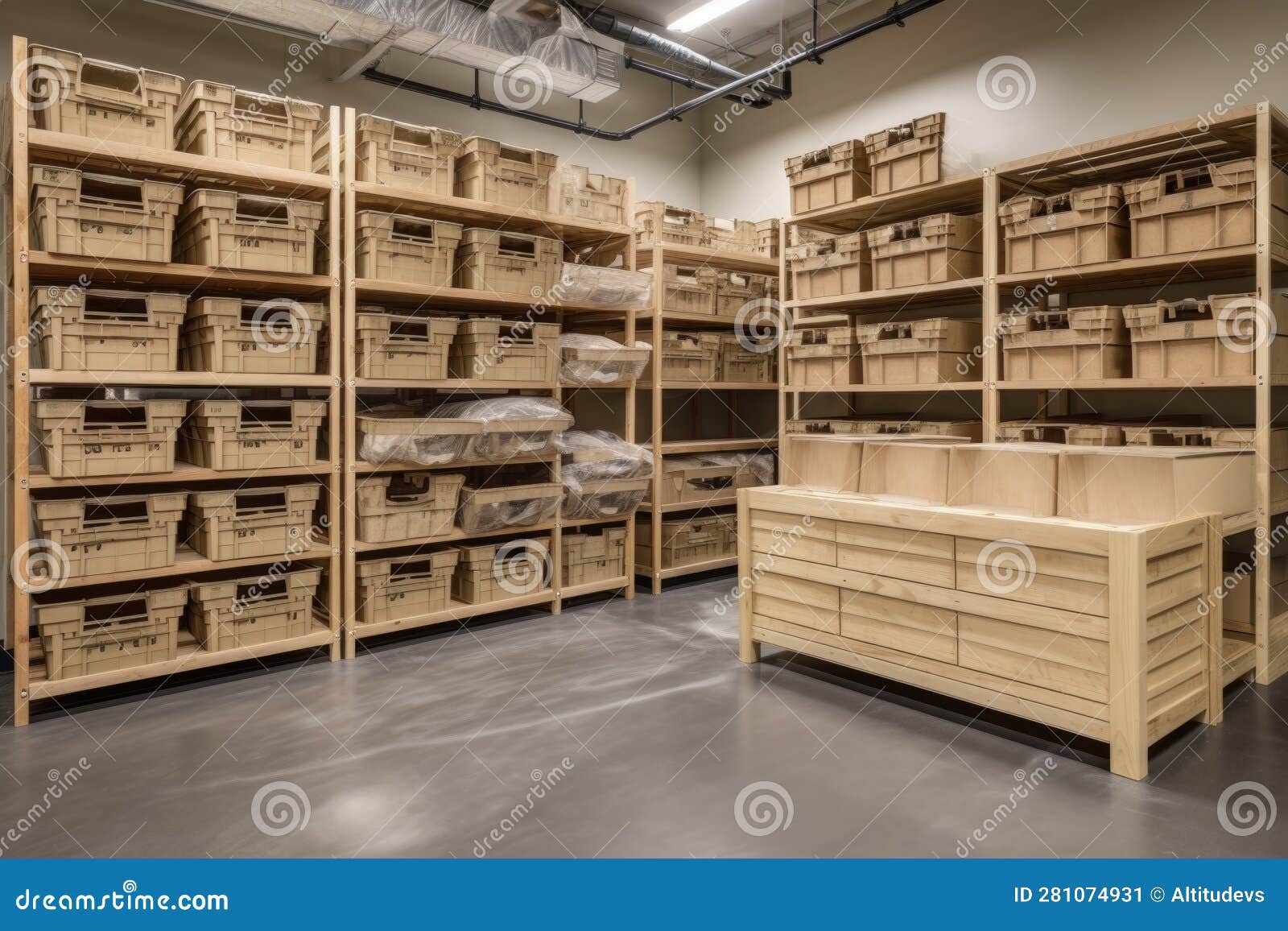 Large-scale Storage System with Crates, Boxes, and Bins Stock ...