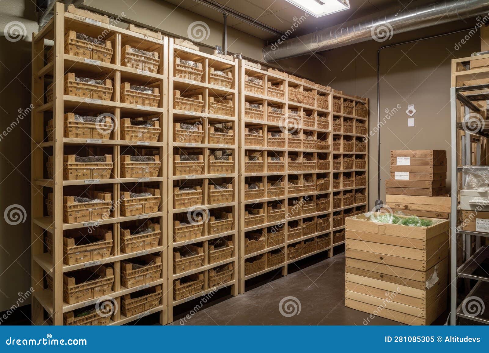 Large-scale Storage System with Crates, Boxes, and Bins Stock Image ...