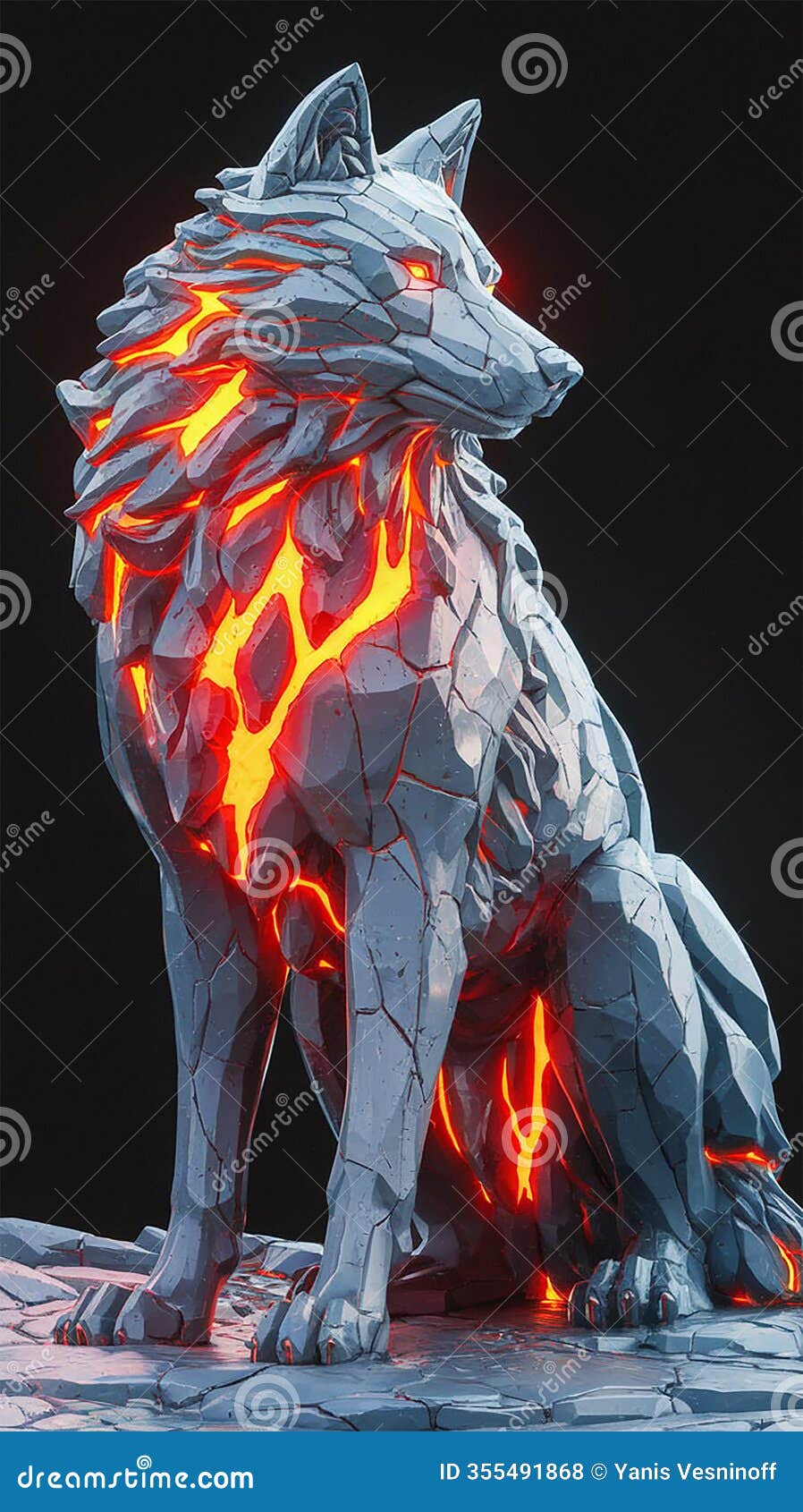 A Wolf Sculpted from a Harmonious Combination of Cold, Unbending Stone ...