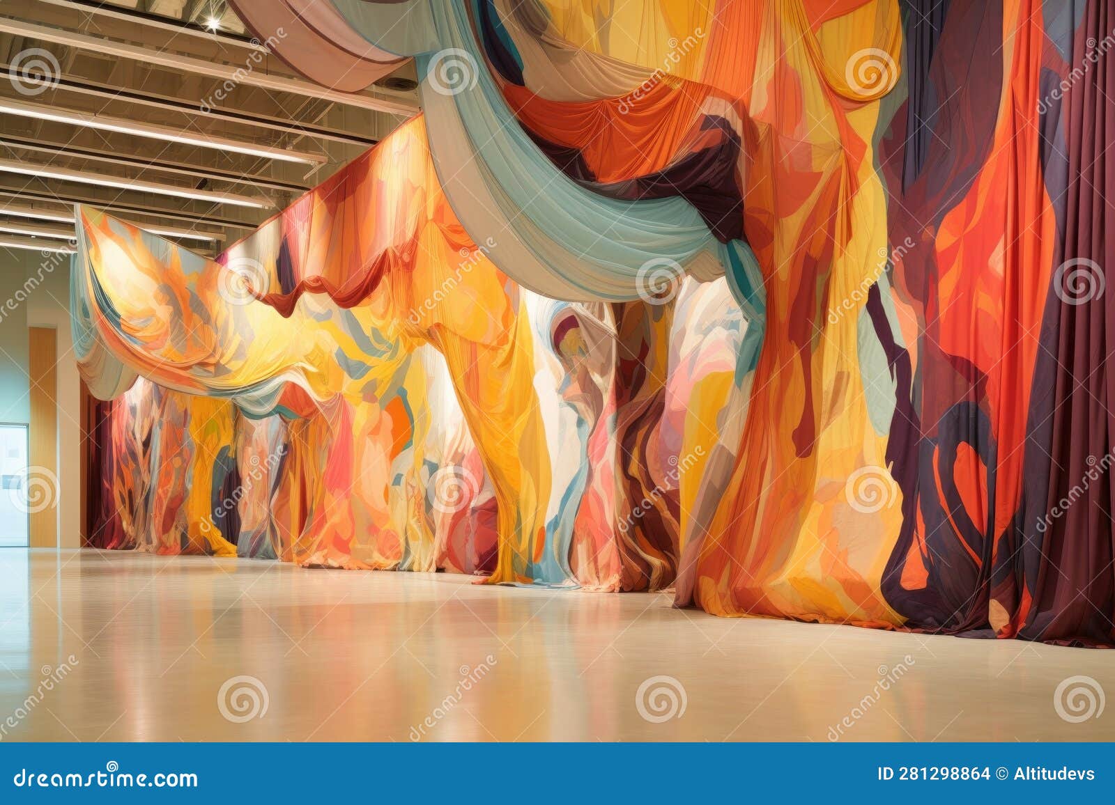 Large-scale Textile Artwork Draped in a Gallery Stock Illustration ...