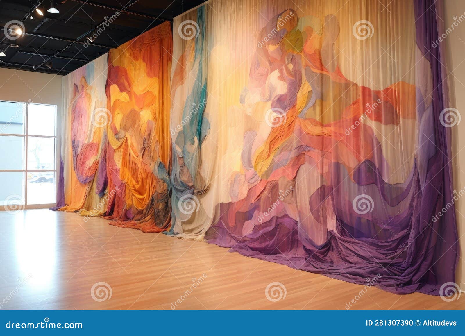 Large-scale Textile Artwork Draped in a Gallery Stock Illustration ...
