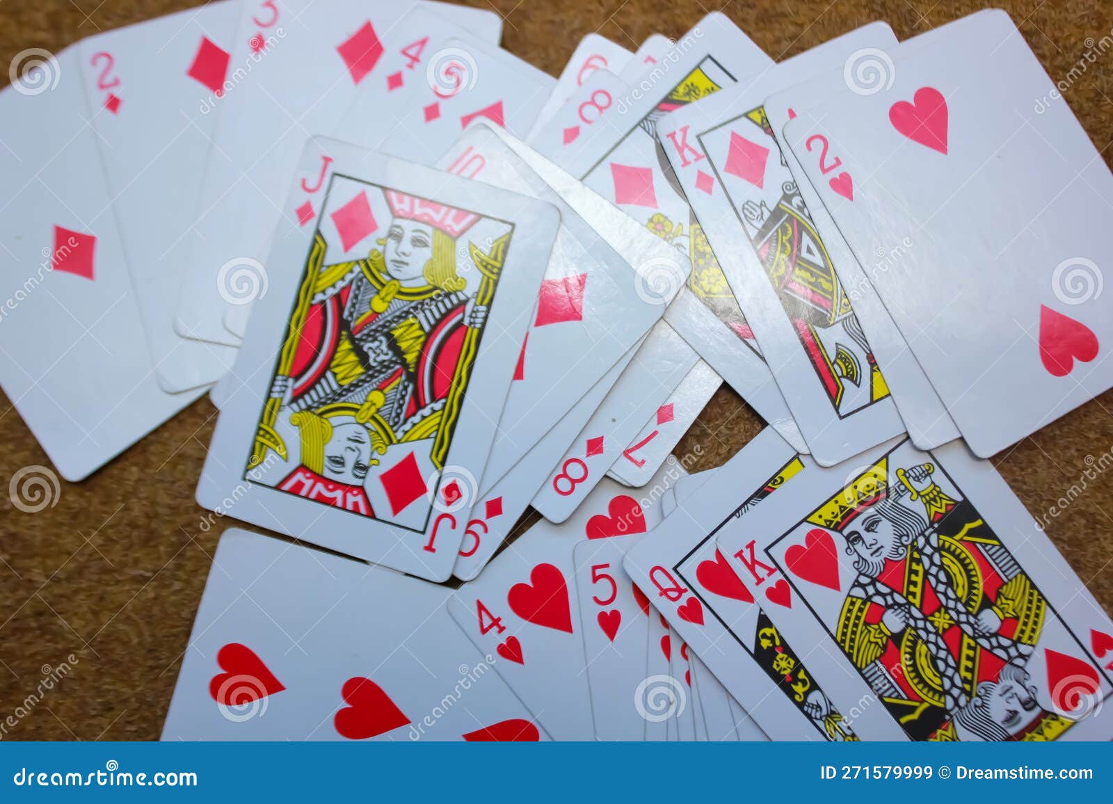 A Large Scattering of Playing Cards Stock Image - Image of text, banner ...
