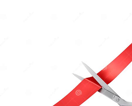 Large Scissors Cut Ribbon in Corner of Screen Stock Image - Image of ...