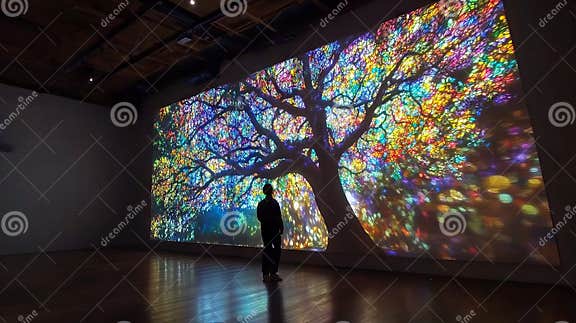 On a Large Screen, a Dynamic Digital Tree Grows Using Recycled Items ...