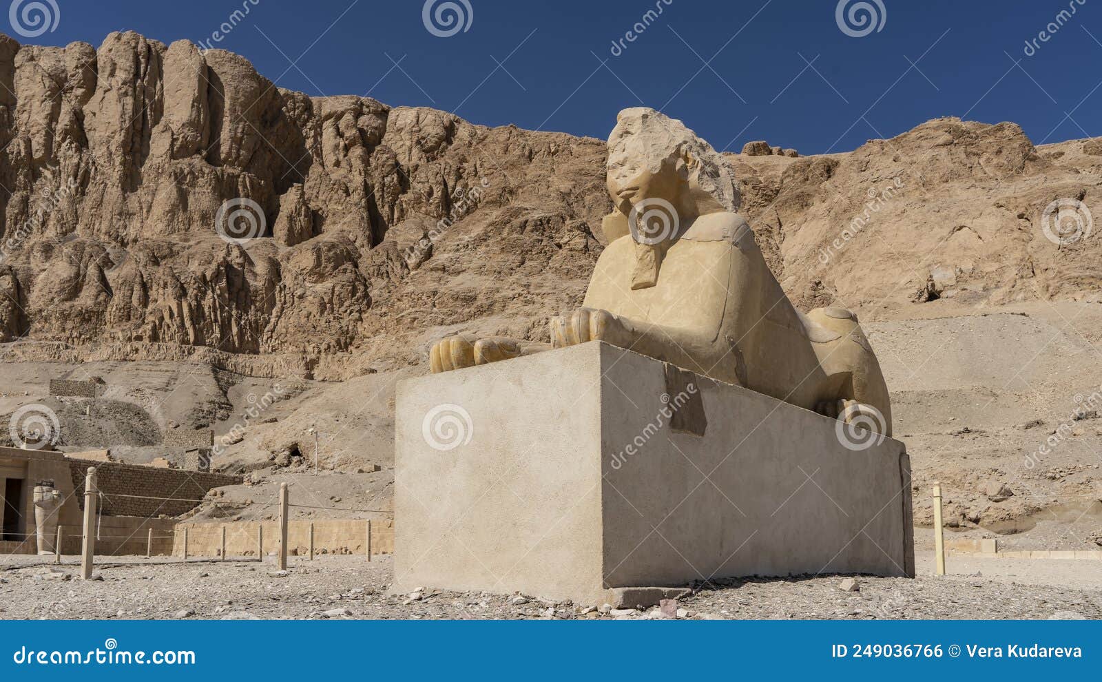 A Large Sculpture of the Sphinx in Front of the Temple of Pharaoh ...