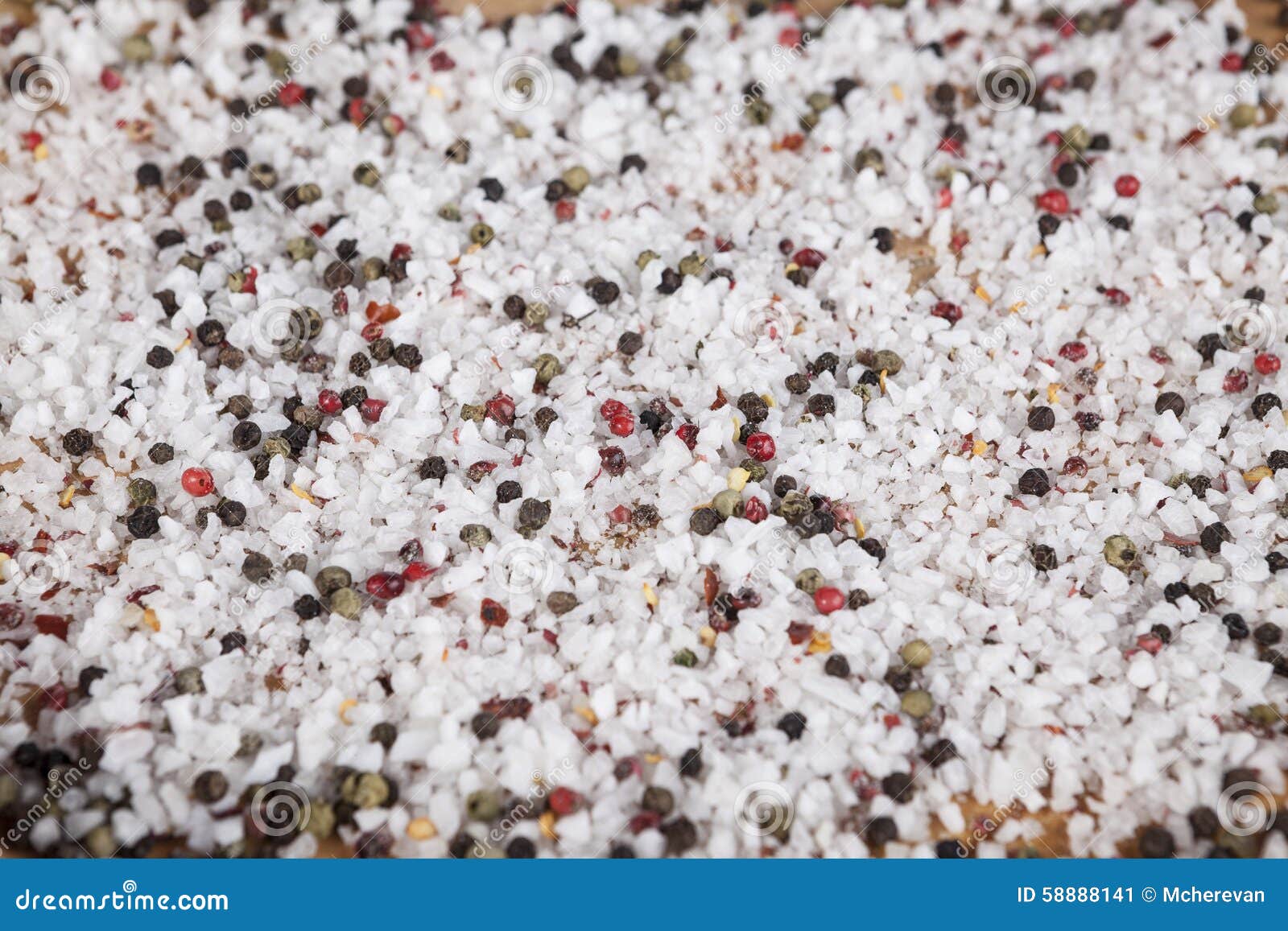 Large Sea Salt with Red and Black Pepper Stock Image - Image of ...