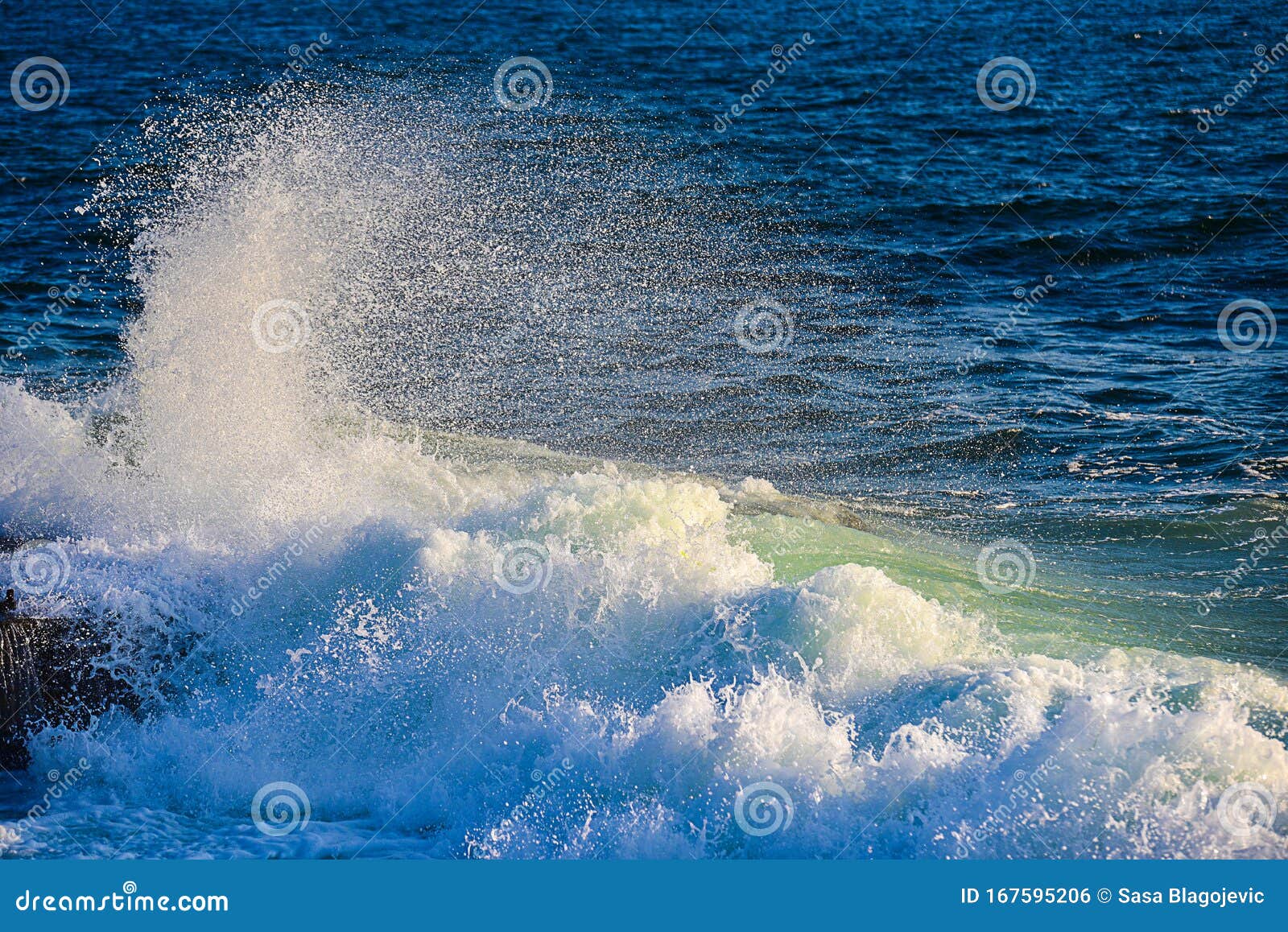 Large sea waves stock photo. Image of sunlight, coast - 167595206