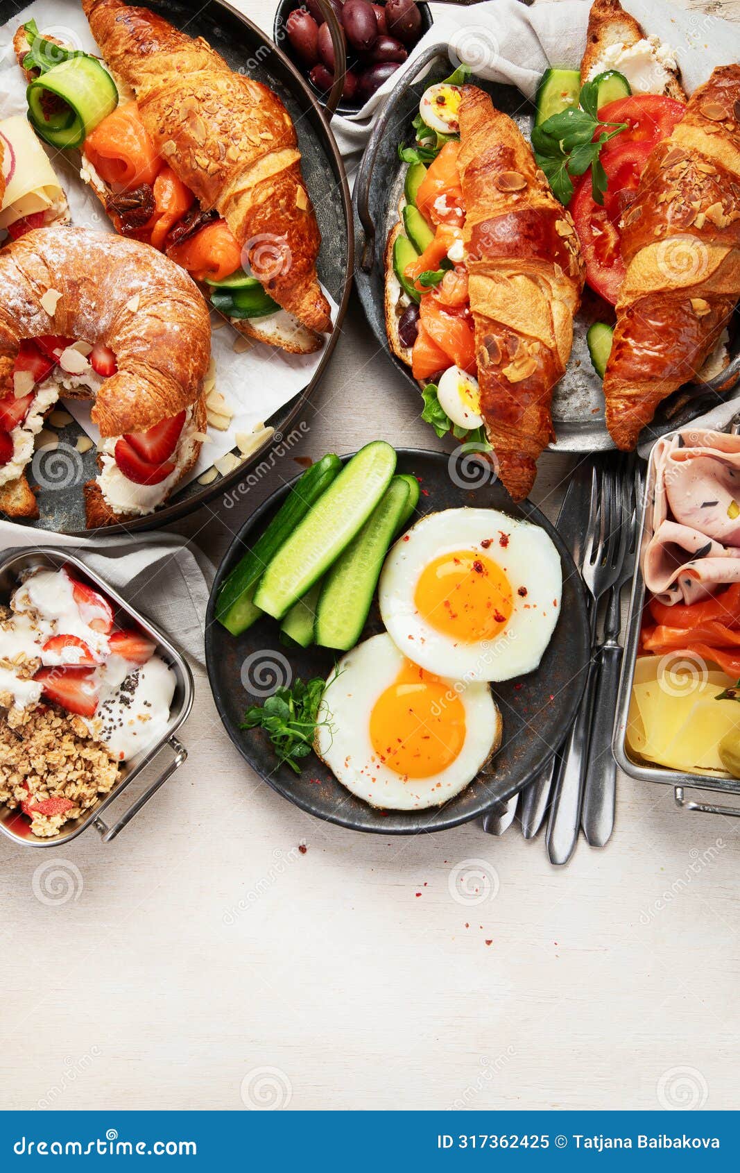 Large Selection of Breakfast Food on a Table Stock Image - Image of ...