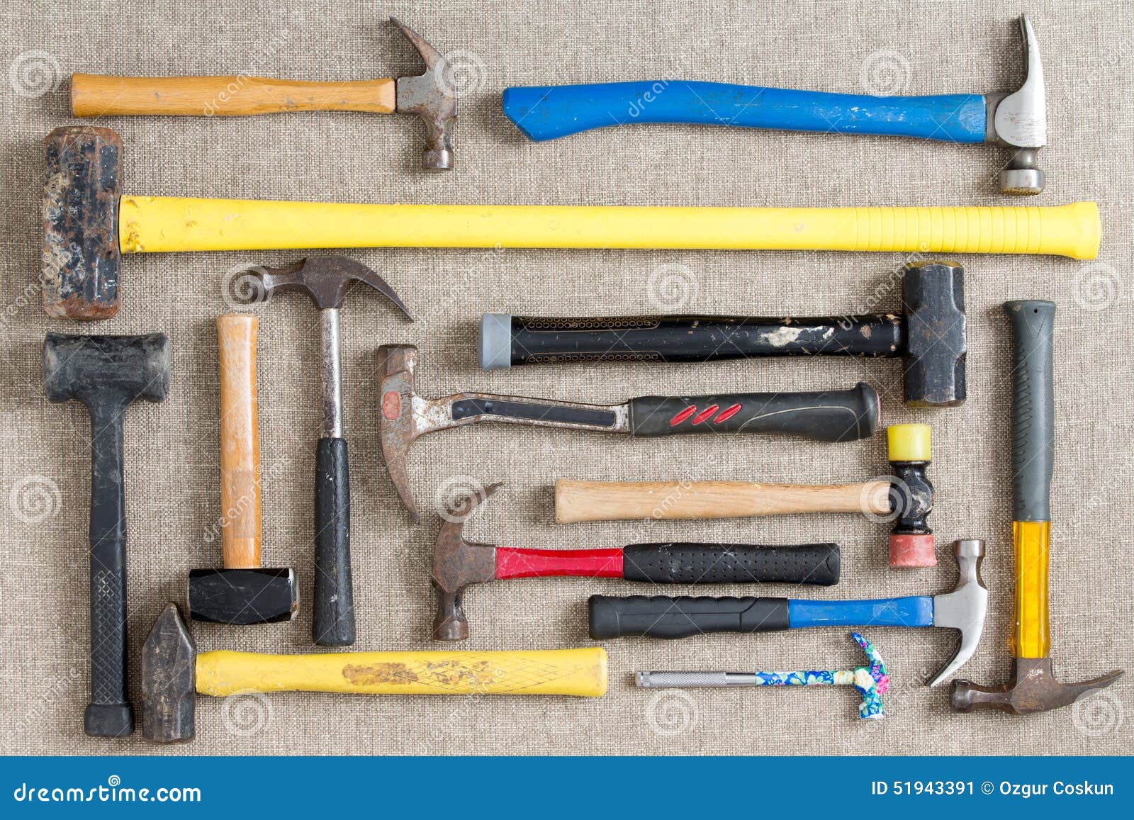 Large Selection of Different Hammers Stock Image - Image of diversity ...