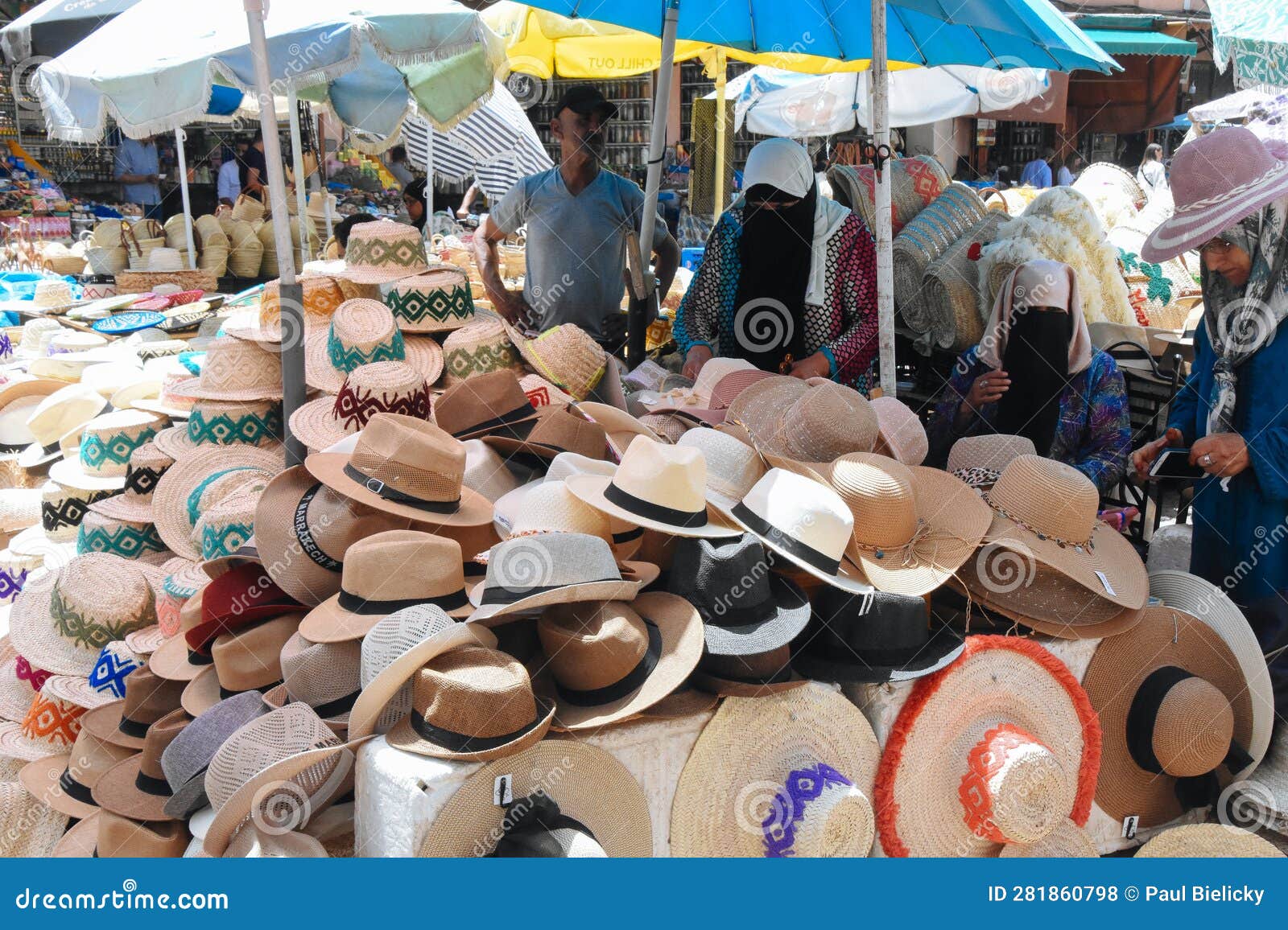 Large Selection of Hats in a Market in Morocco. Editorial Stock Photo ...