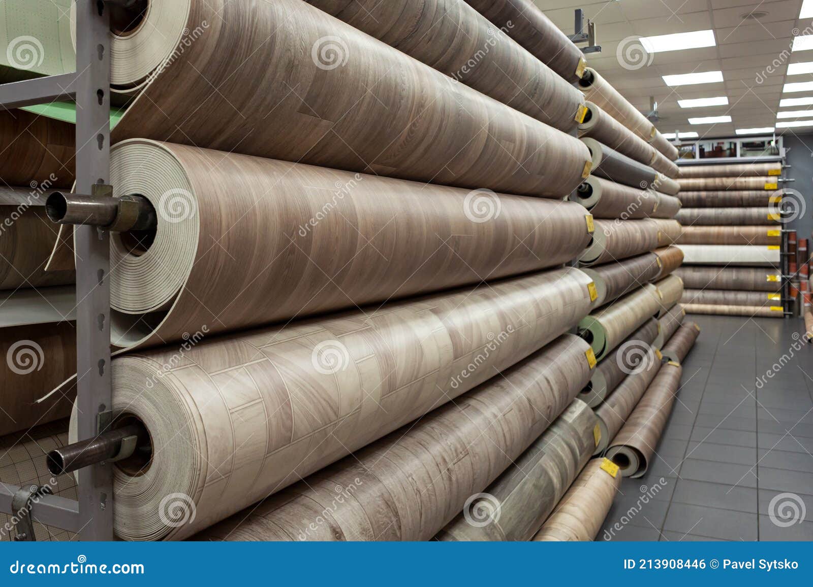 Rolls of New Linoleum on the Window of a Hardware Store.um Stock Photo ...