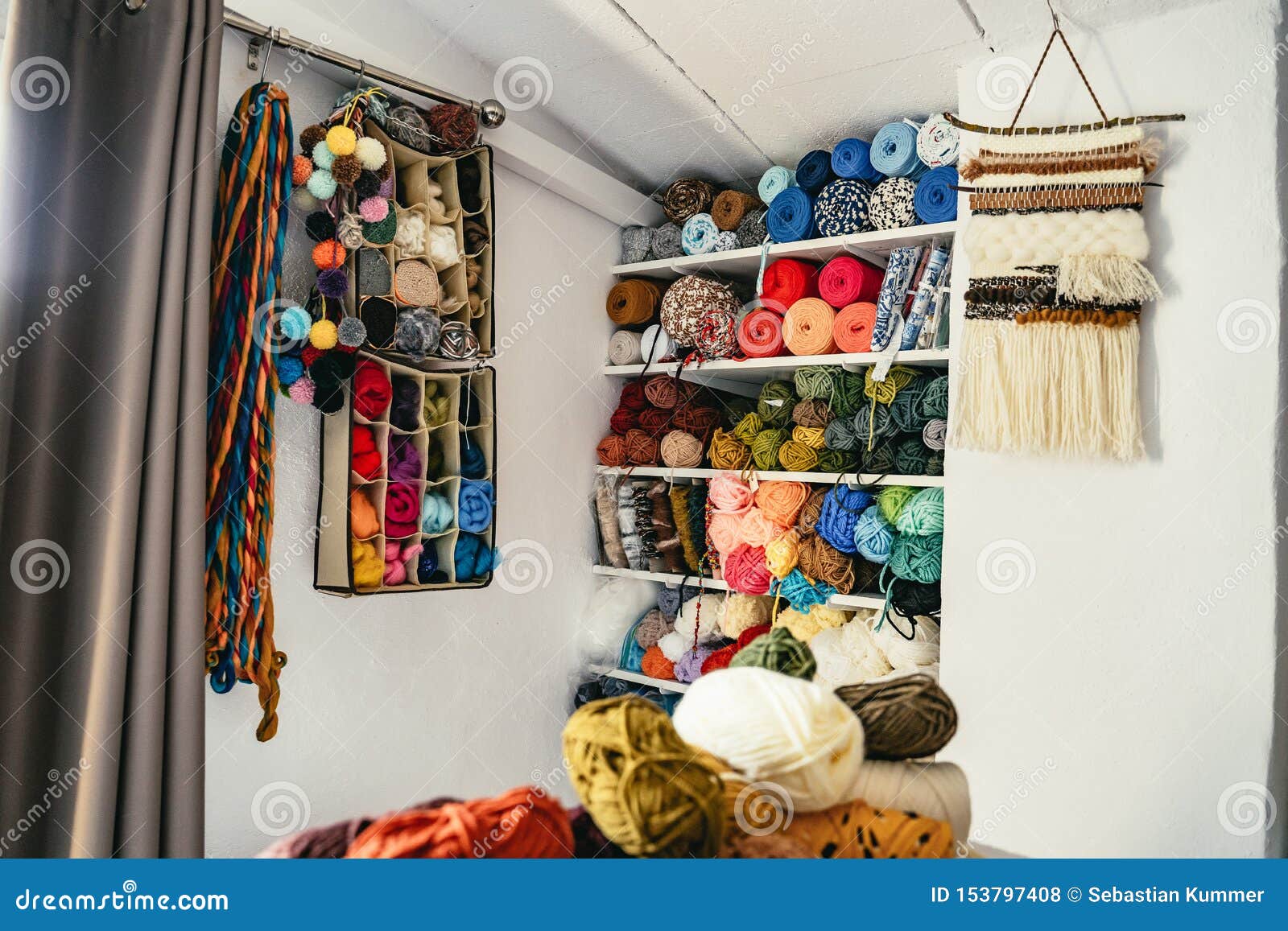 Large Selection of Multicoloured Yarns for Weaving Editorial Stock ...