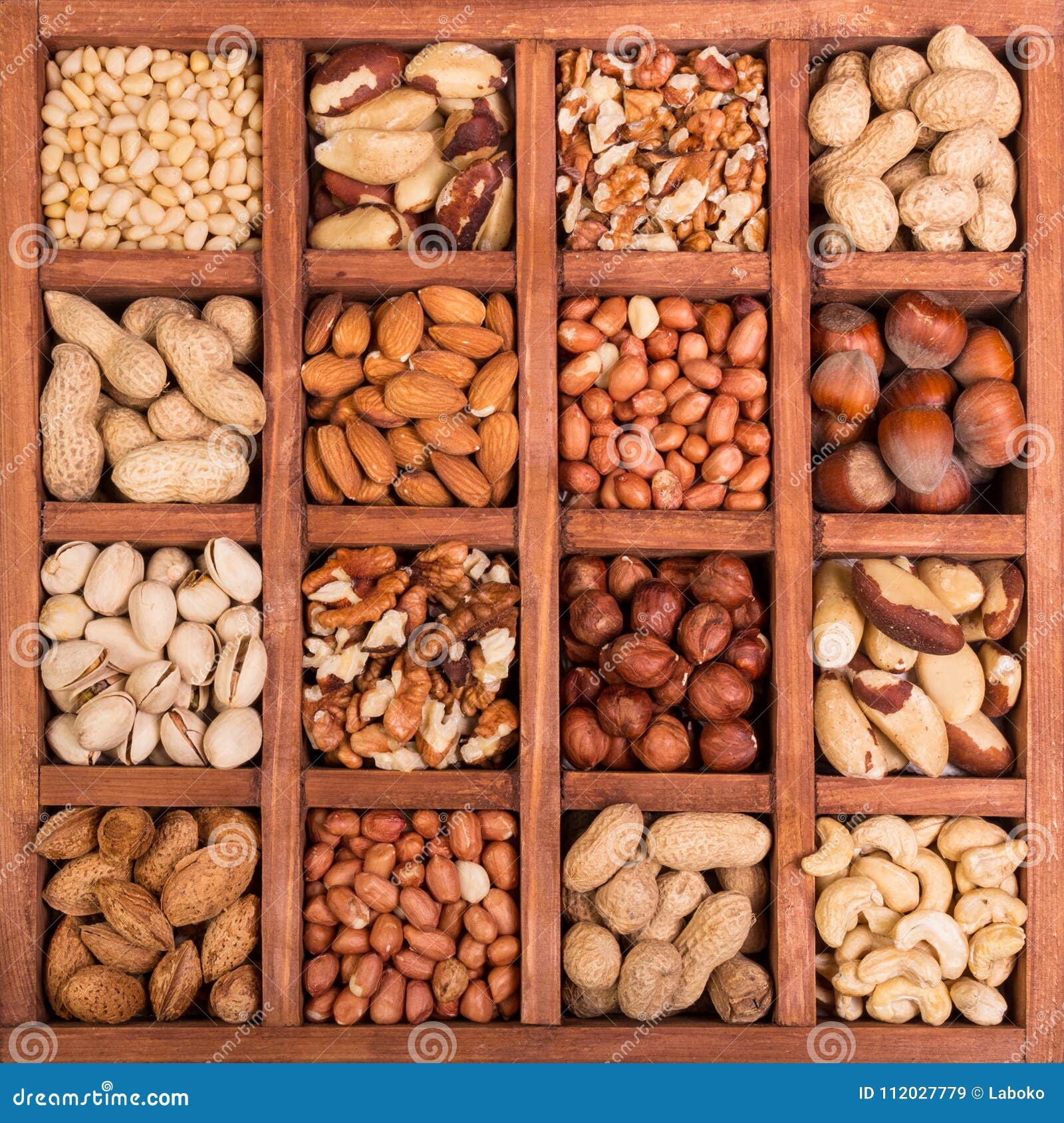Large Selection of Peeled Nuts, and Kernels in Shell, in Wooden Box ...