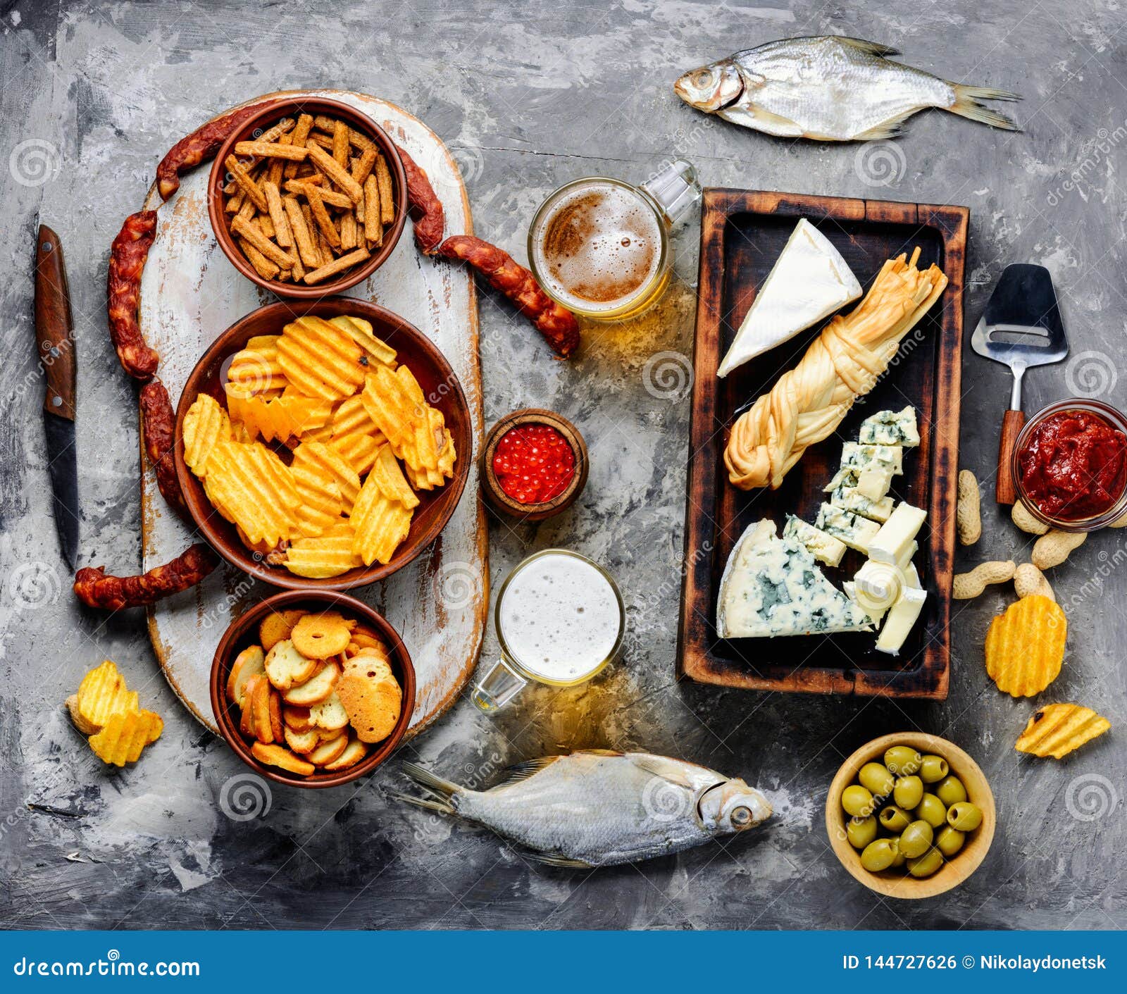 Huge Set of Snacks for Beer Stock Photo - Image of crackers, brie ...