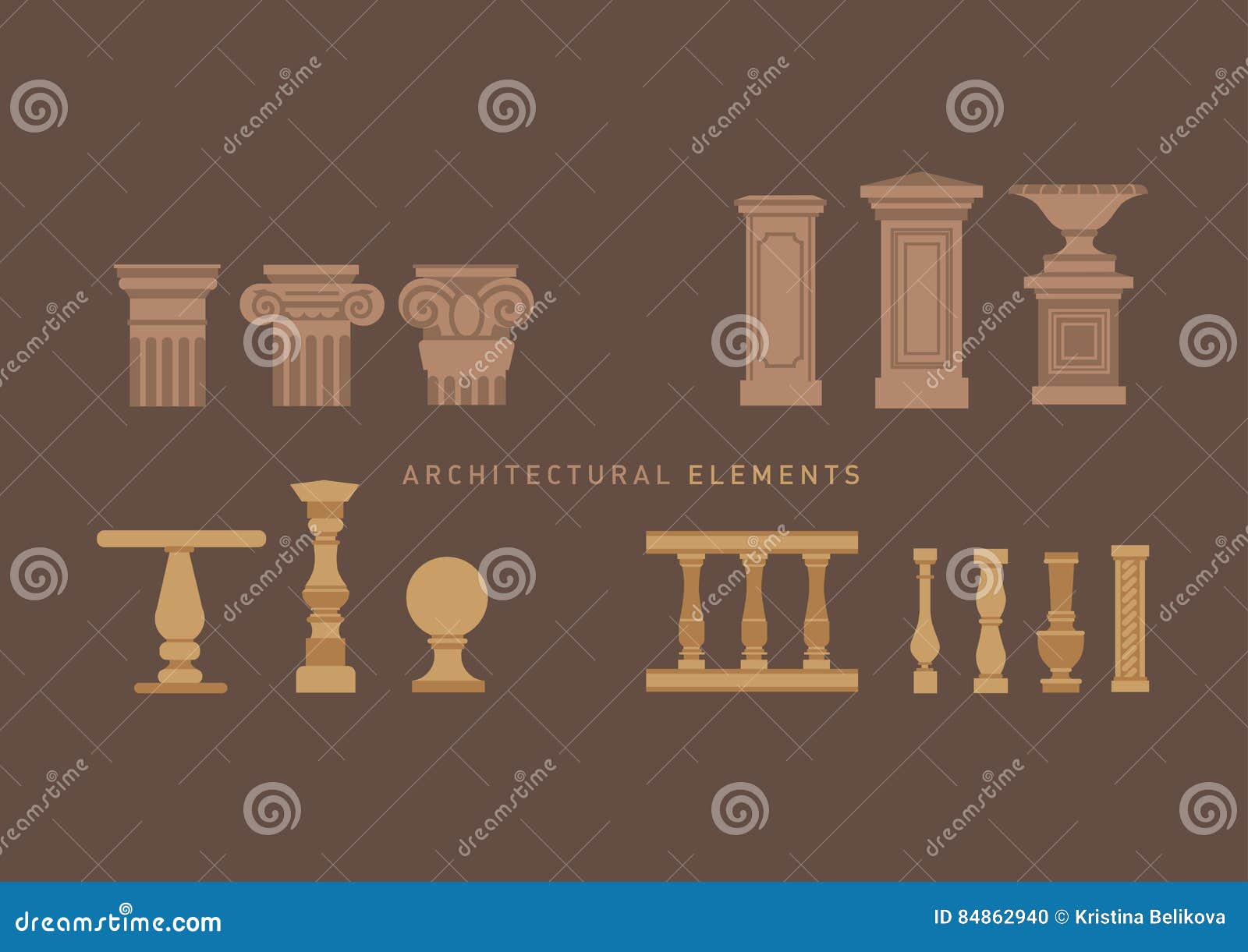 A Large Series of Architectural Elements. Stock Vector - Illustration ...