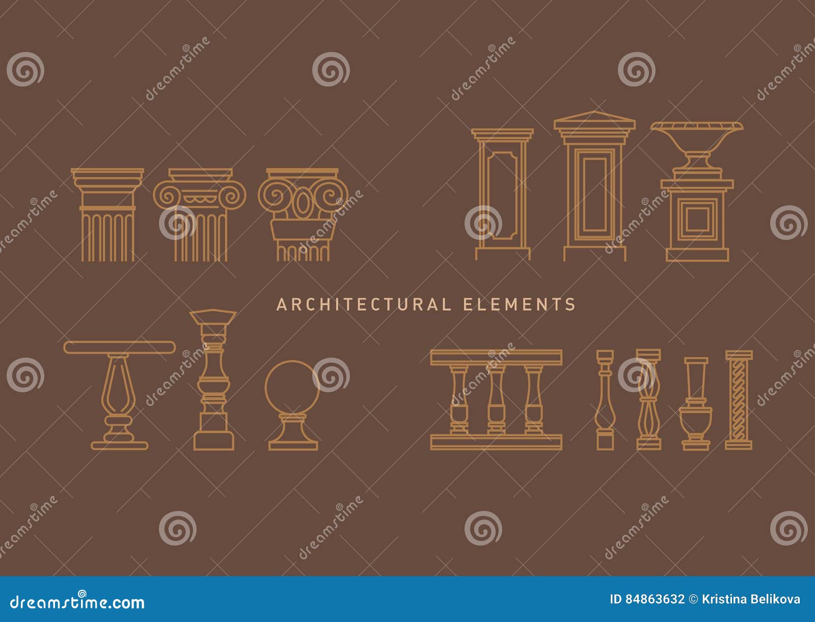 A Large Series of Architectural Elements. Stock Vector - Illustration ...