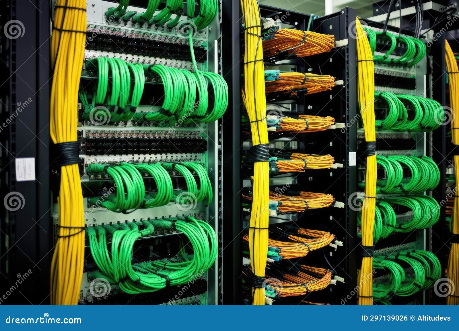 Large Server Equipment with Multiple Ethernet Connections Stock Photo ...