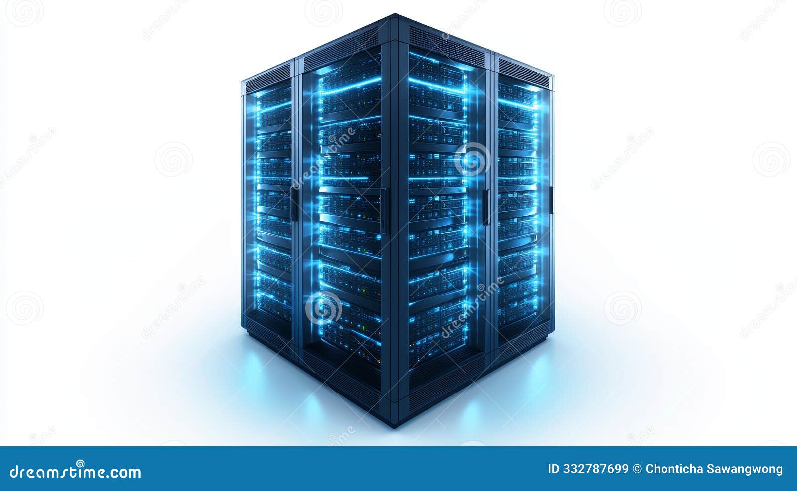 Large Server Room Interior In Datacenter, Web Network And Internet ...