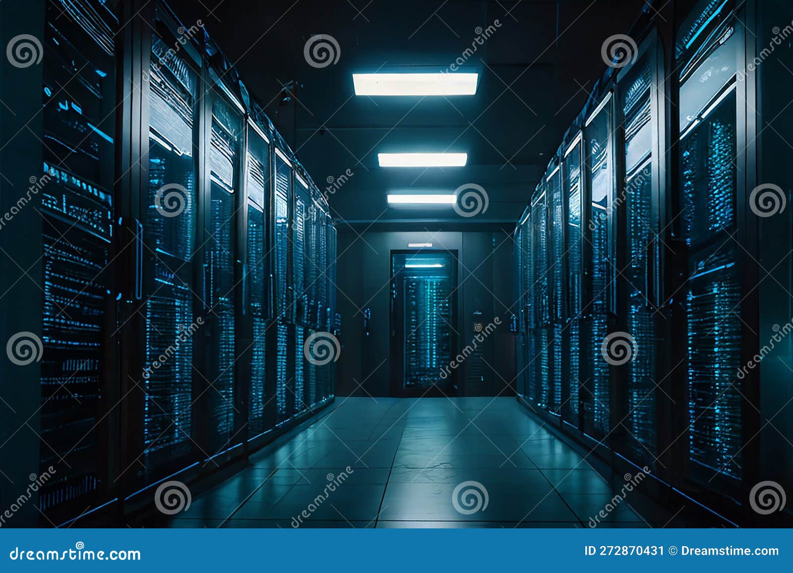 Large Server Room. Big Data Center Stock Illustration - Illustration of ...