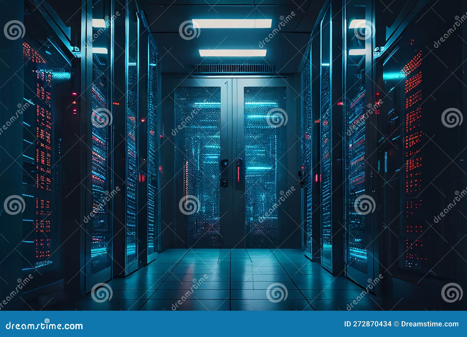 Large Server Room. Big Data Center Stock Illustration - Illustration of ...