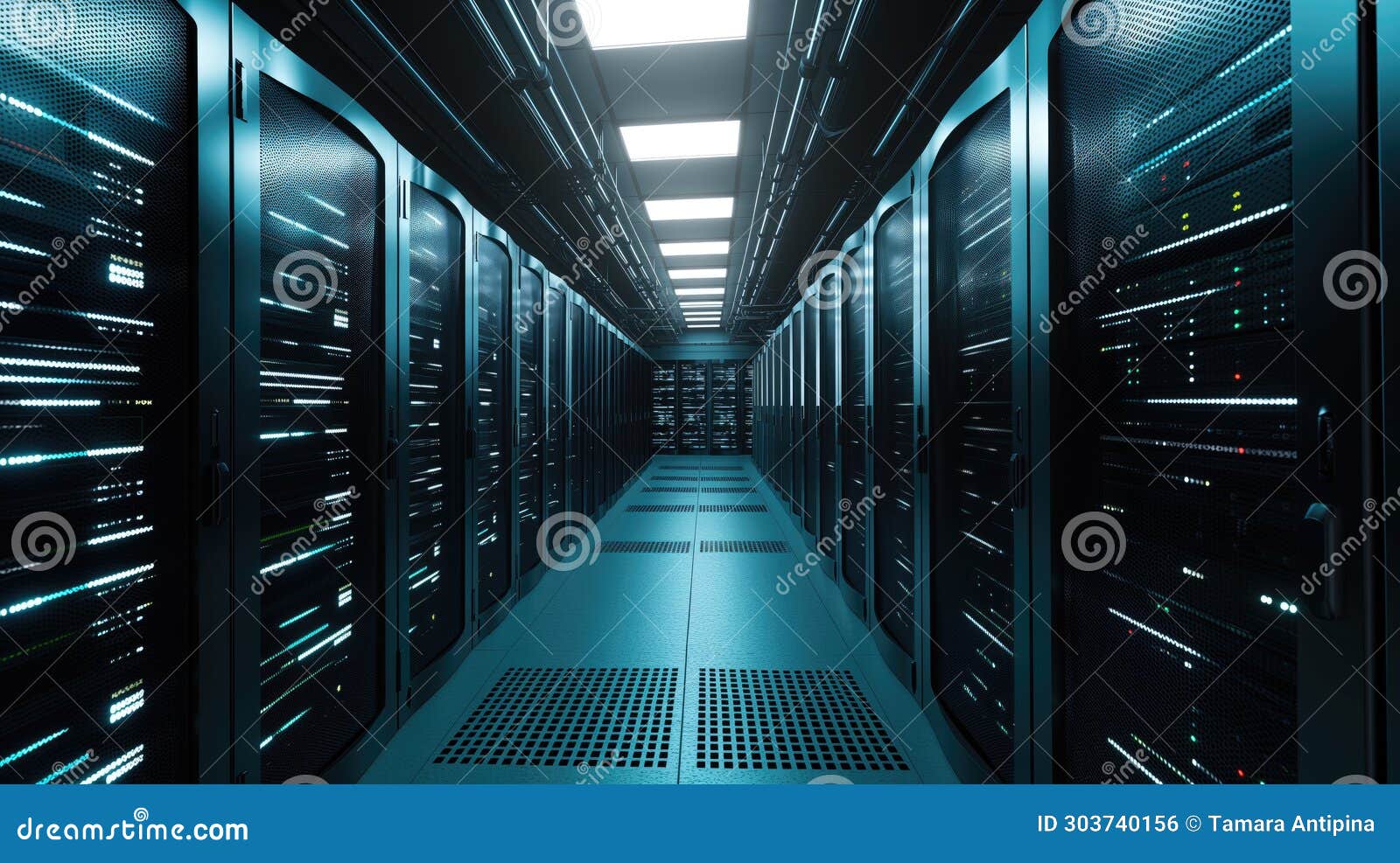 Large Server Room. a Special Room for Placing Company Servers. No ...