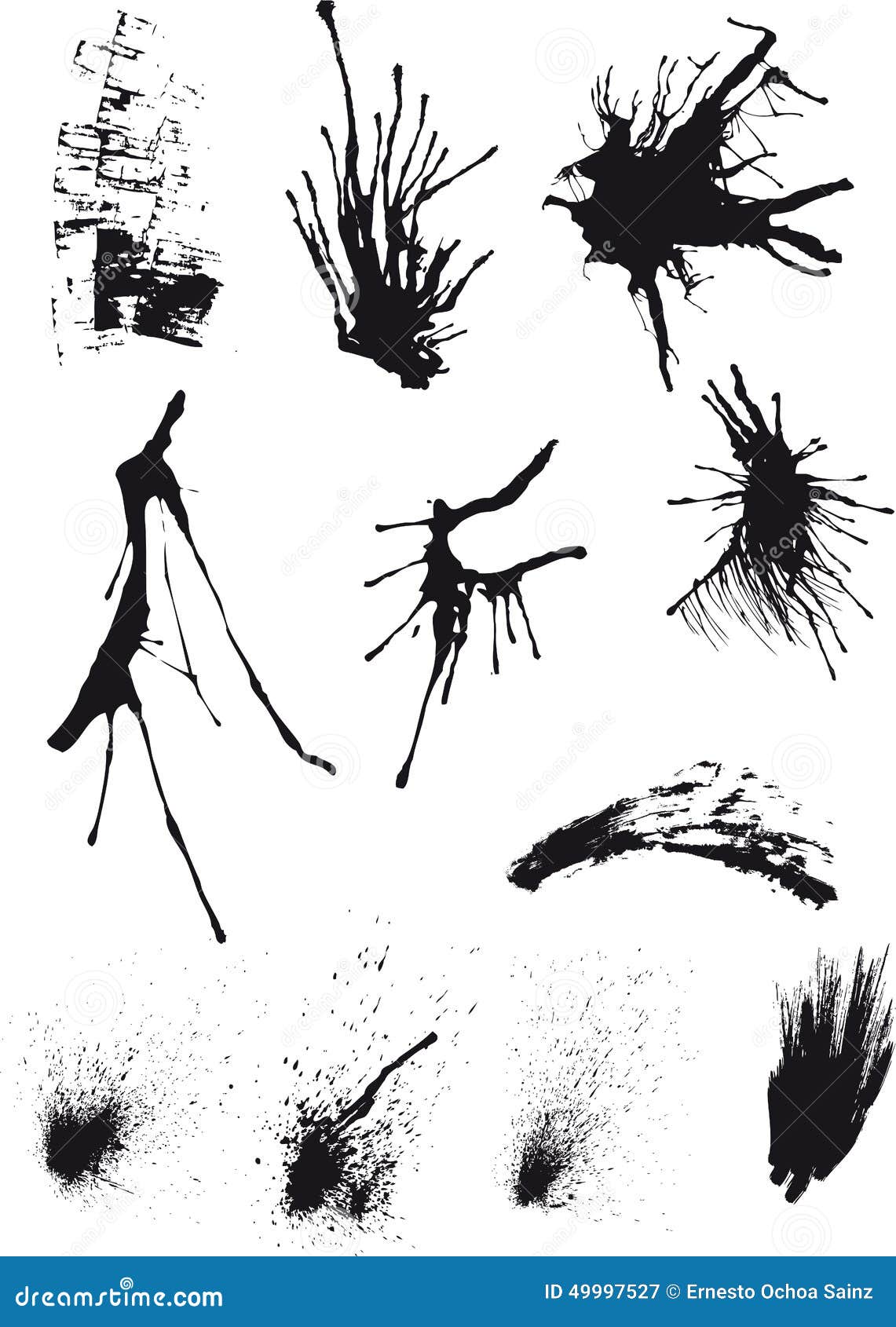 Large Set of Black Ink or Paint Splodges Stock Vector - Illustration of ...