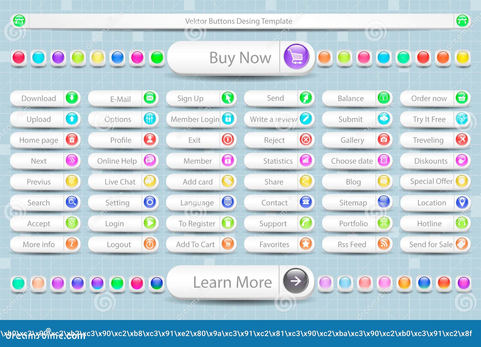 Large Set of Buttons for the Site Editorial Photo - Illustration of ...