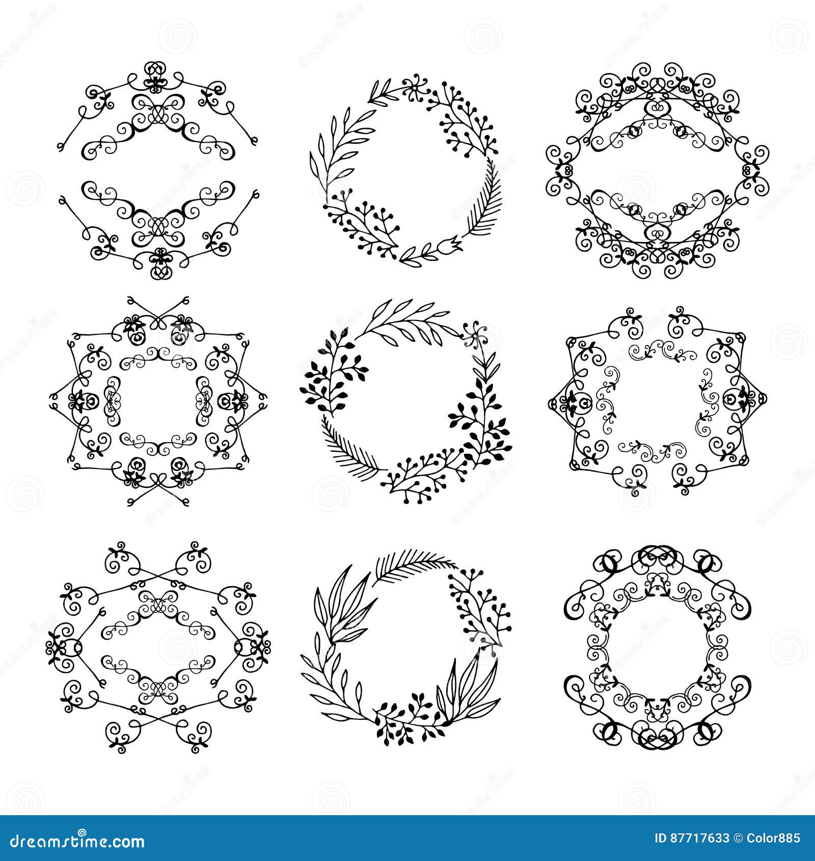 A Large Set of Circular Design Elements. Stock Vector - Illustration of ...