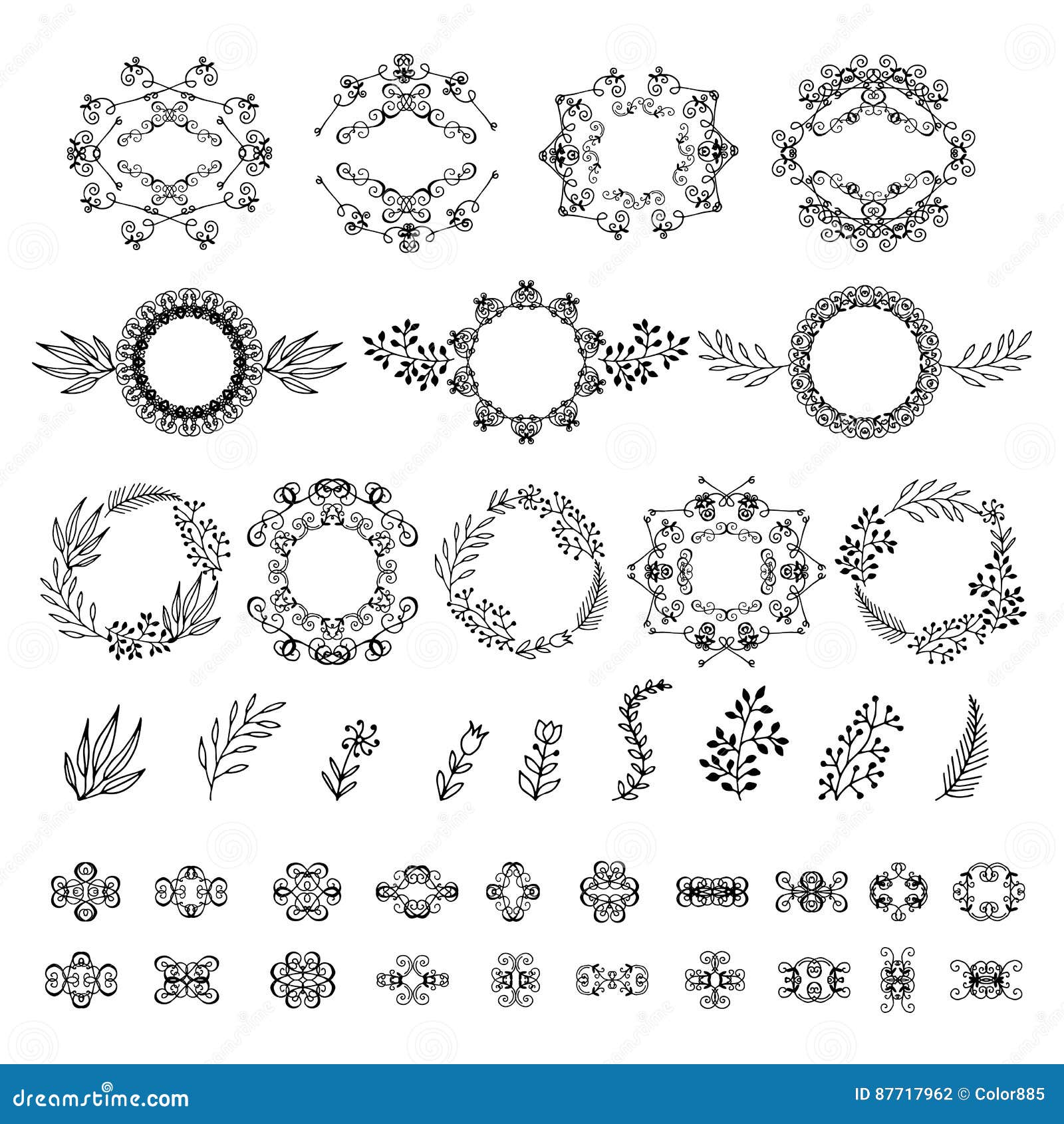 A Large Set of Circular Design Elements. Stock Vector - Illustration of ...