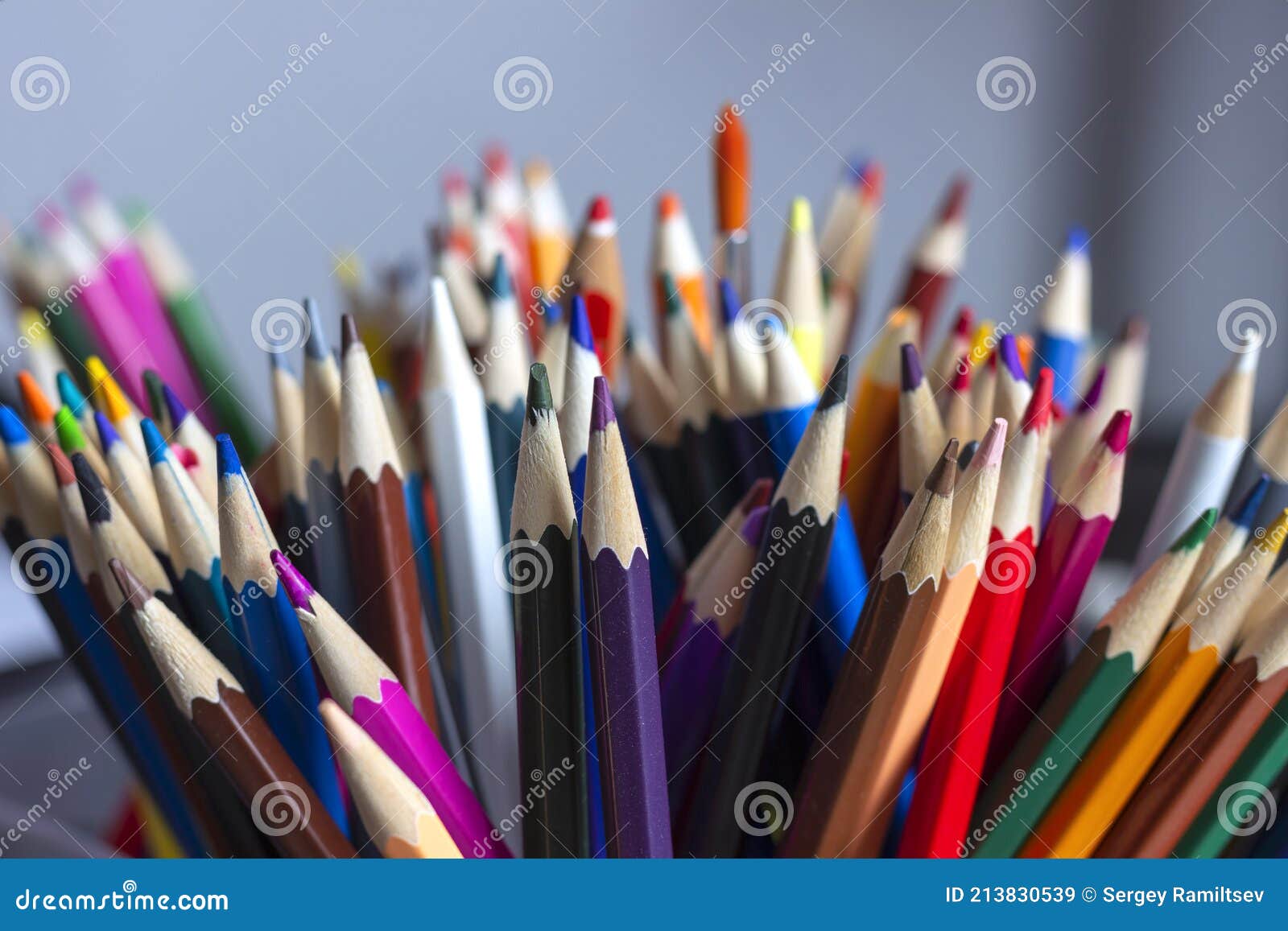 A Large Set of Colored Pencils, Standing on the Table Stock Image ...