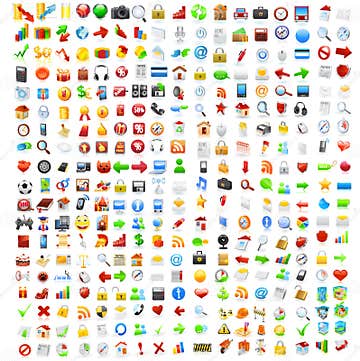 Large Set of Computer Icons Stock Vector - Illustration of isolated ...
