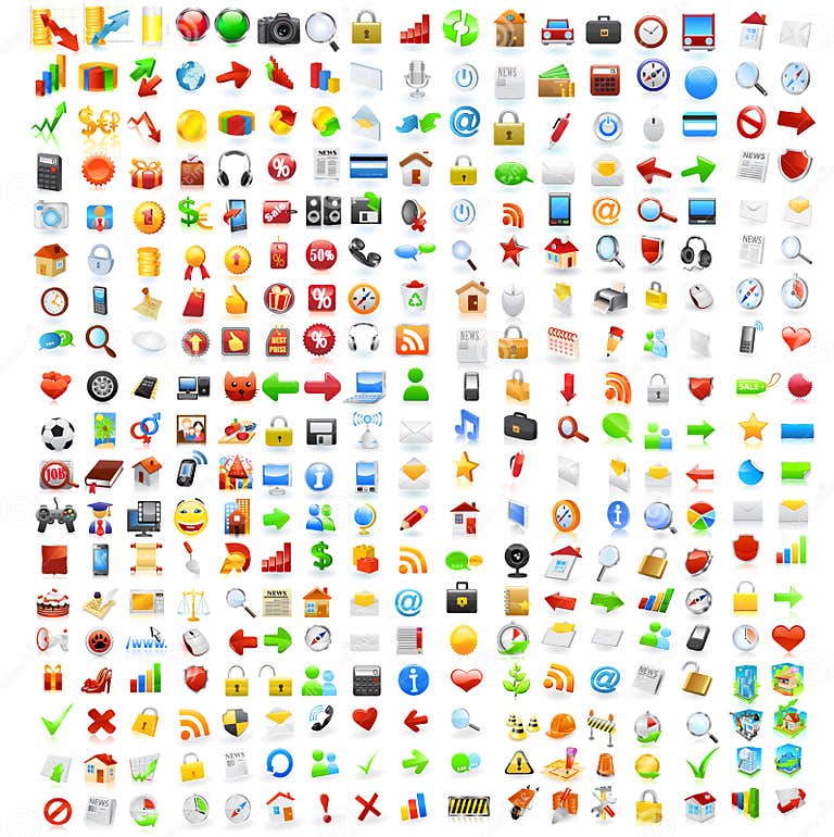 Large Set of Computer Icons Stock Vector - Illustration of isolated ...
