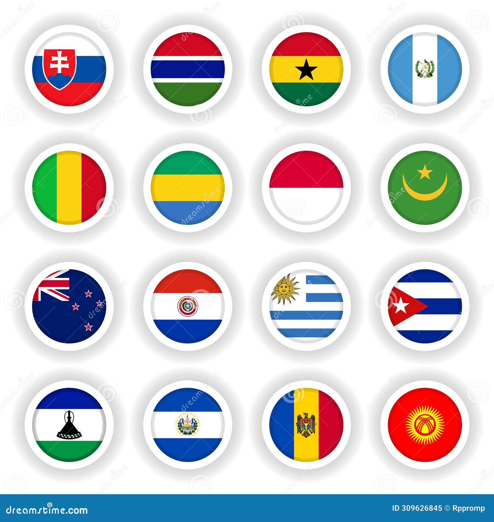 Large Set of Country Flags Round Buttons Stock Vector - Illustration of ...