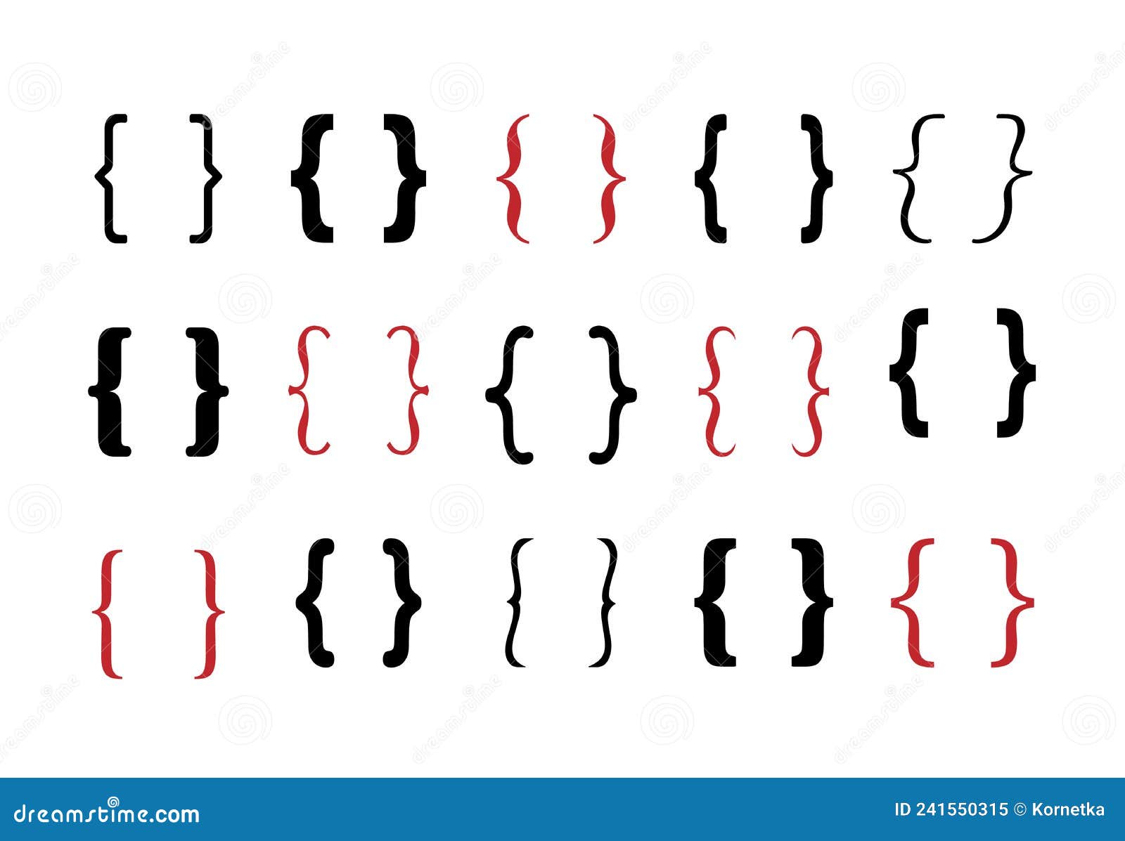 Large Set of Curly Braces. Curly Braces are Hand Drawn and Graphic ...